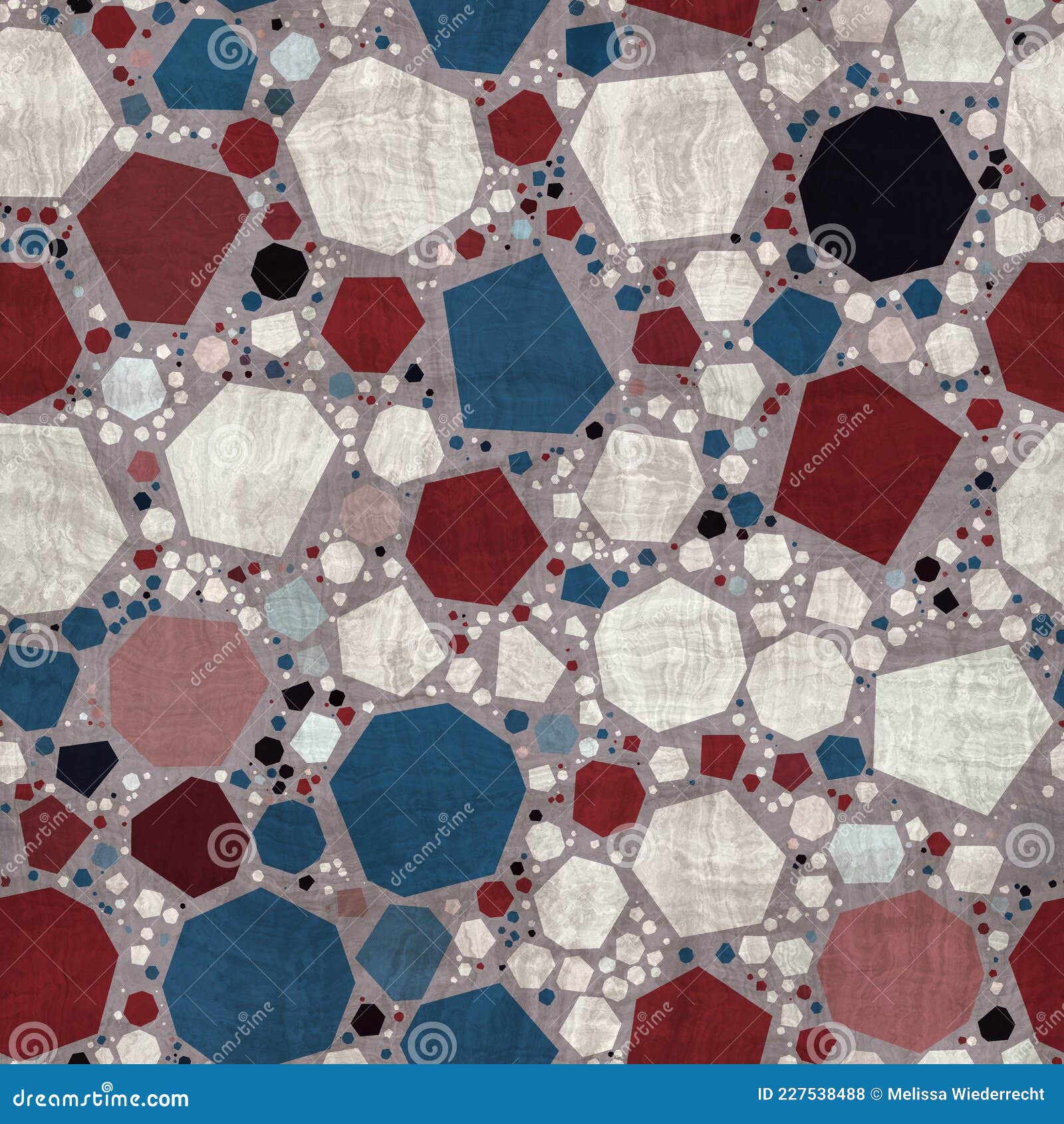 Seamless Red White and Blue Pattern of Packed Polygons with Overlay ...
