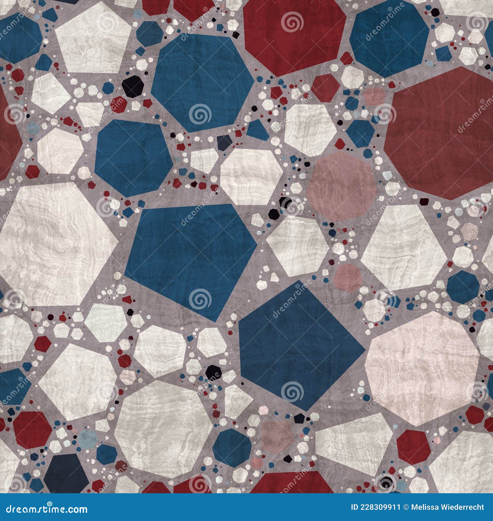Seamless Red White and Blue Pattern of Packed Polygons with Overlay ...