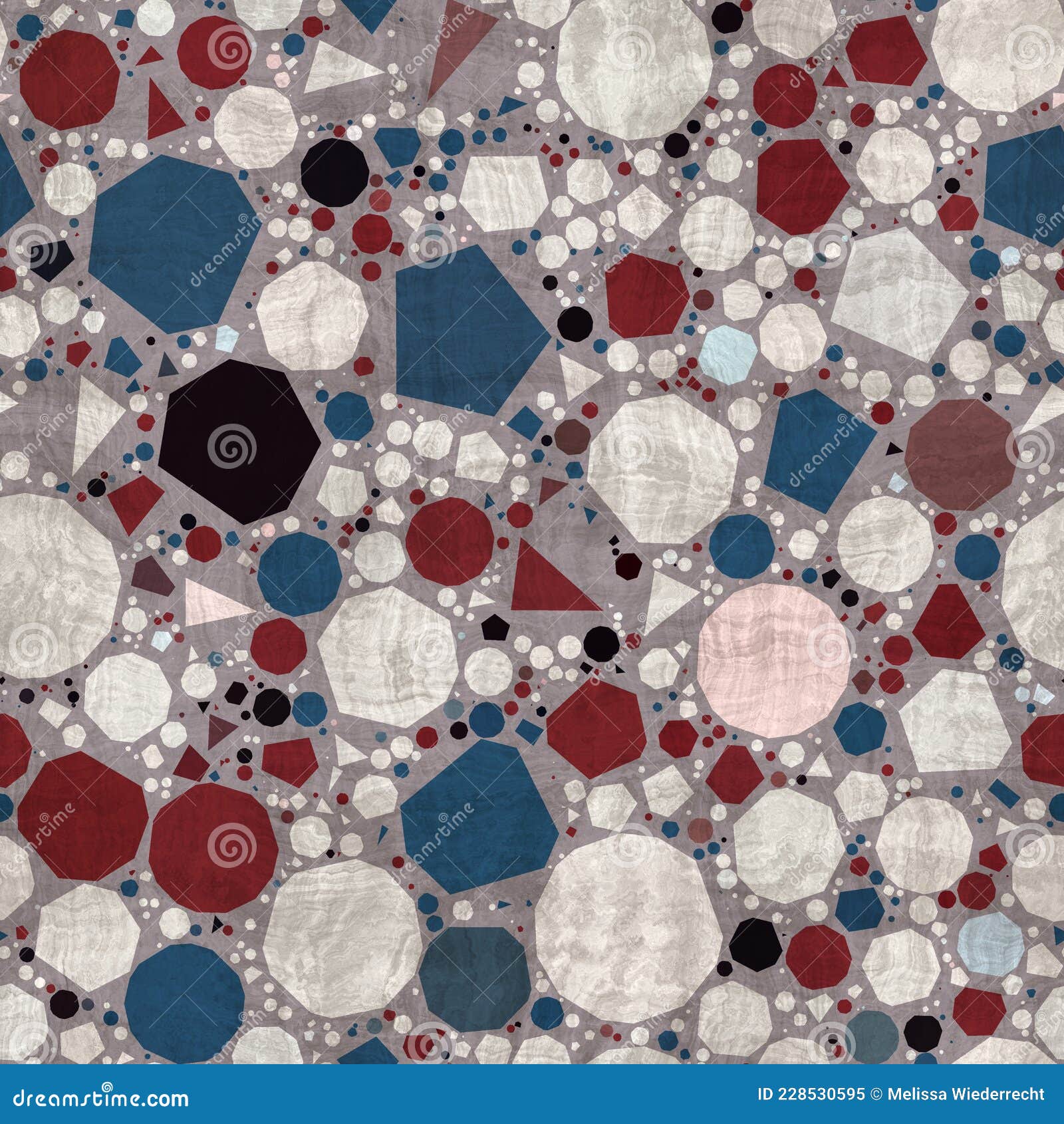 Seamless Red White and Blue Pattern of Packed Polygons with Overlay ...