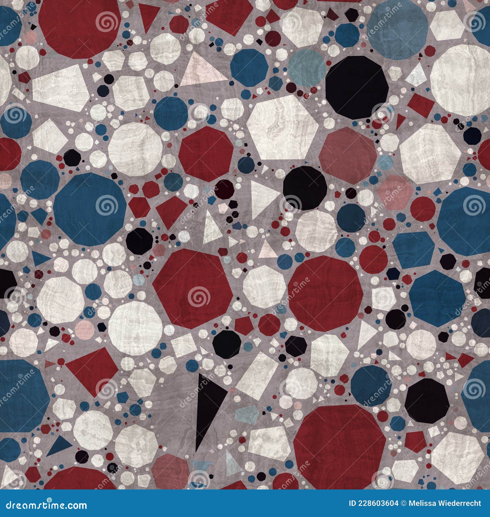 Seamless Red White and Blue Pattern of Packed Polygons with Overlay ...