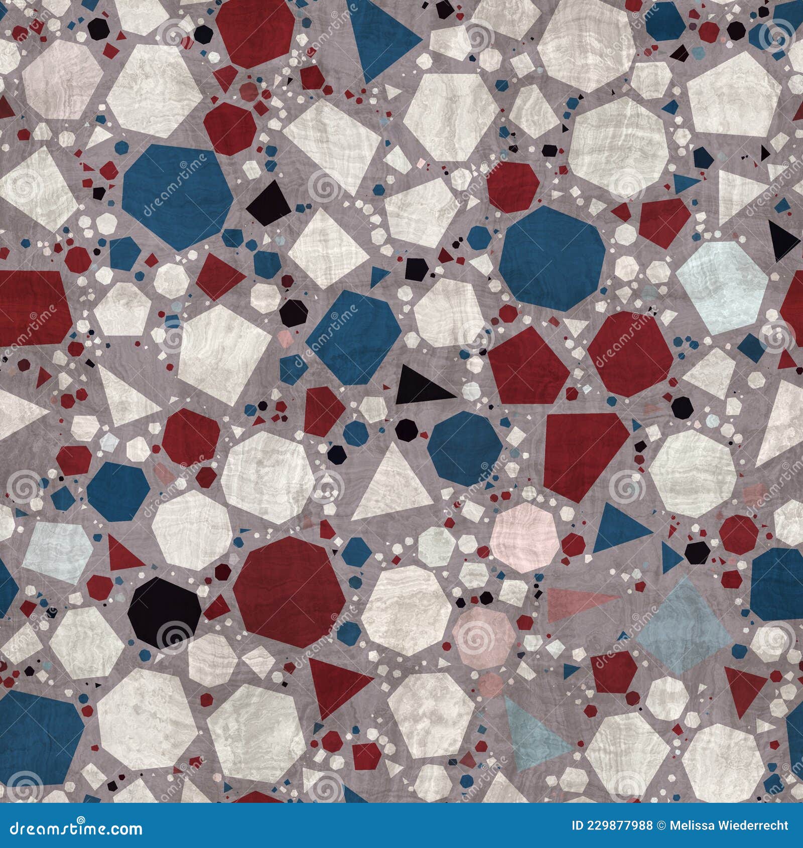 Seamless Red White and Blue Pattern of Packed Polygons with Overlay ...