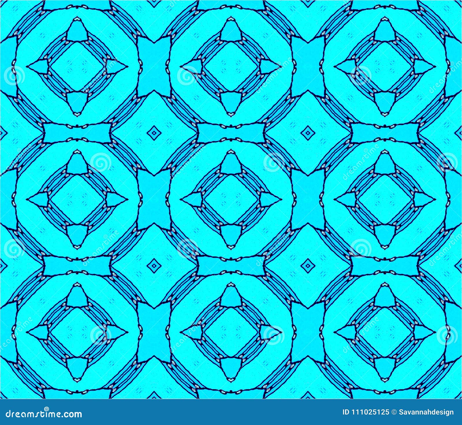 Seamless Regular Round Pattern Turquoise and Blue Stock Illustration ...