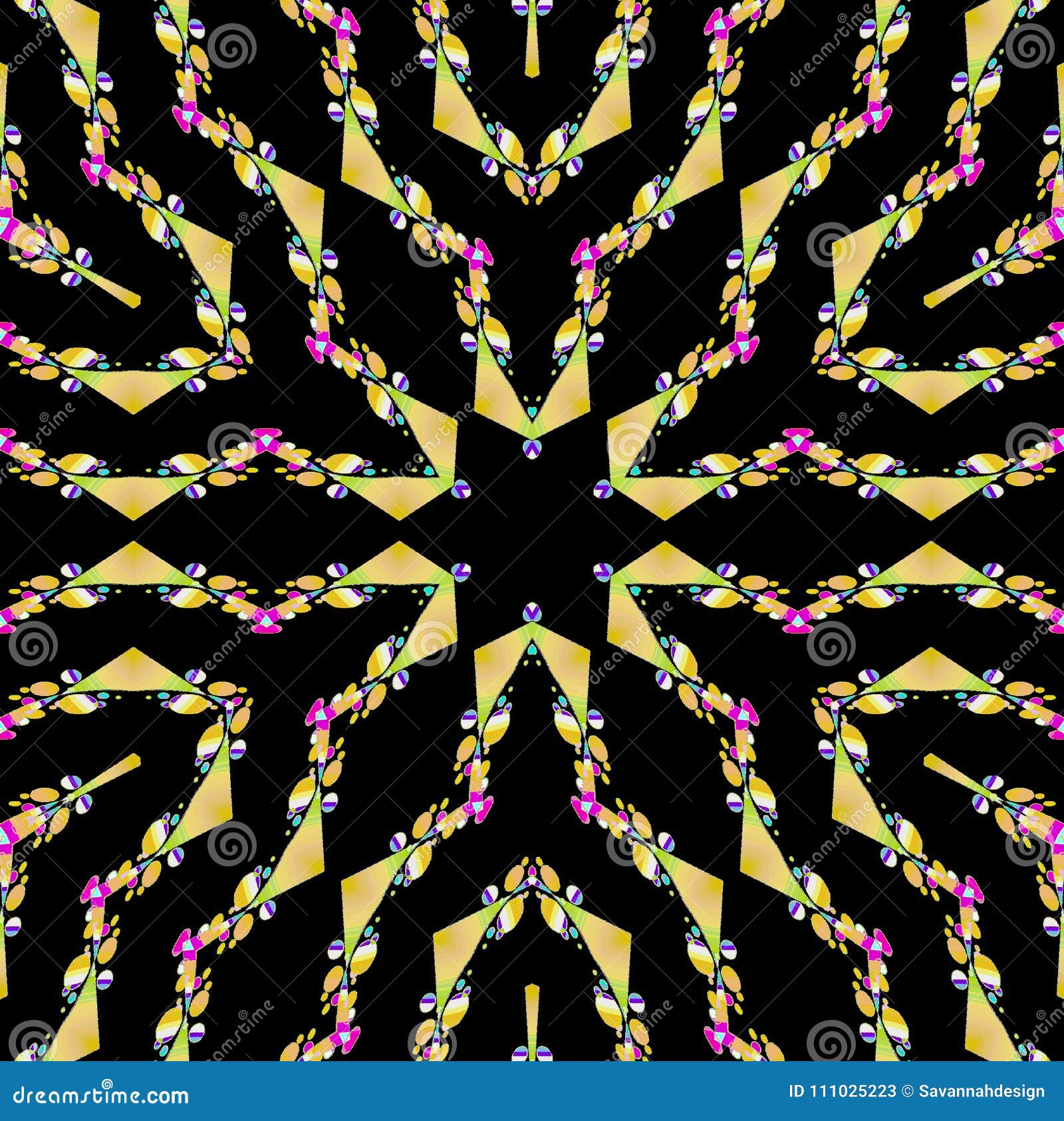 Seamless Regular Star Pattern Yellow Violet Black Centered Stock ...