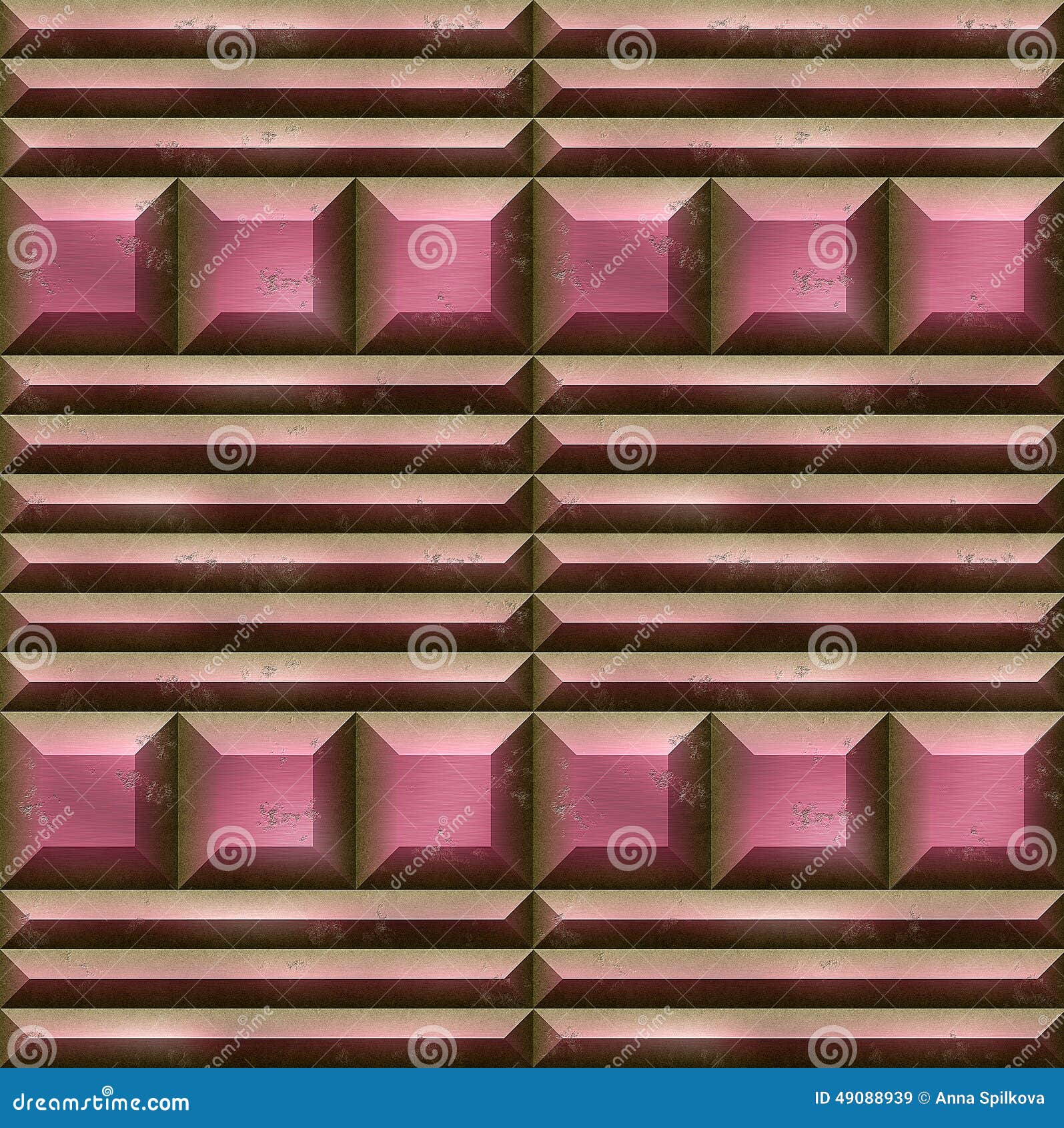 Seamless Relief Pattern with Polished Red Tiles Stock Illustration ...