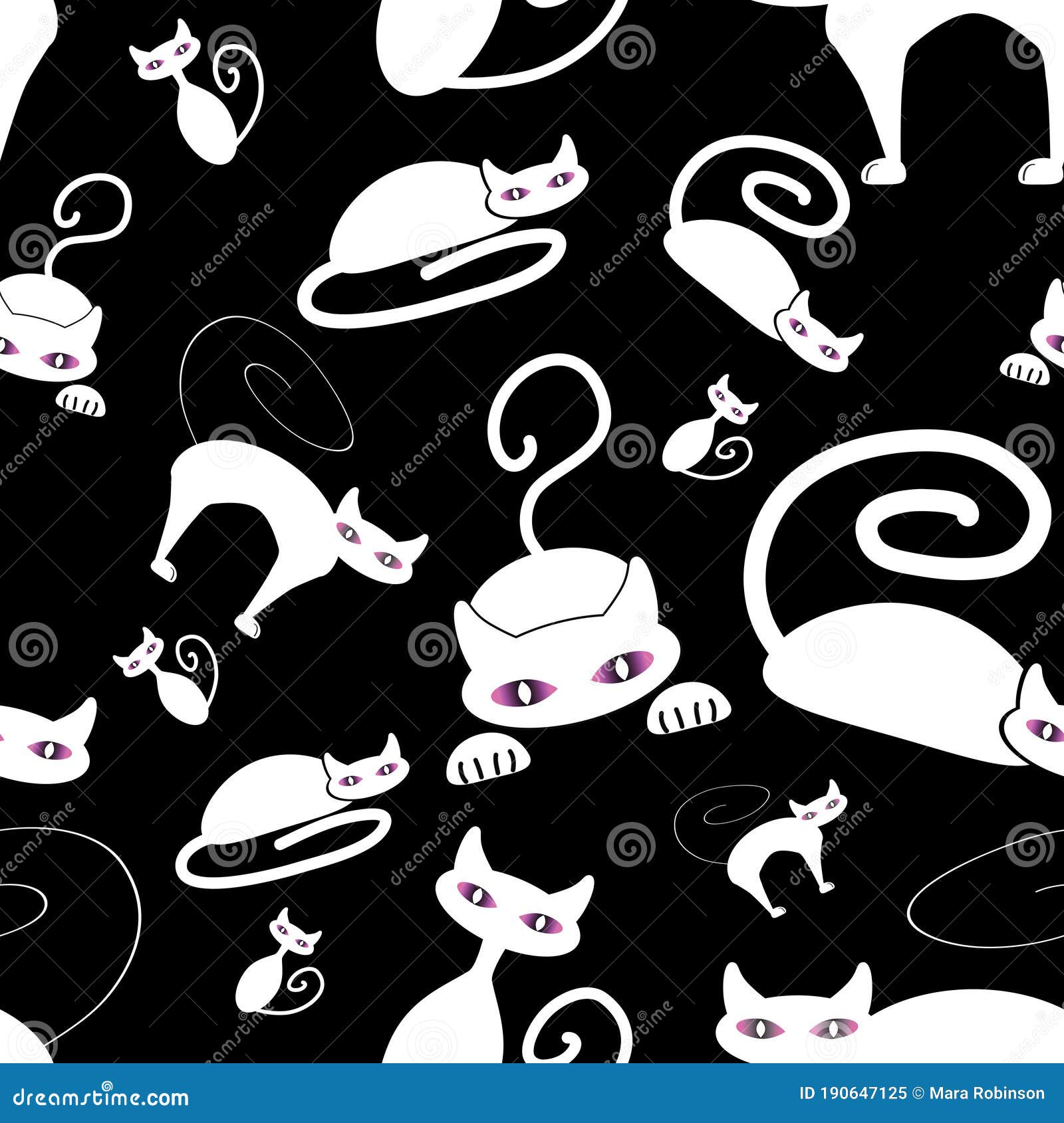 Seamless Repeat Pattern with Cat Stock Vector - Illustration of eyes ...