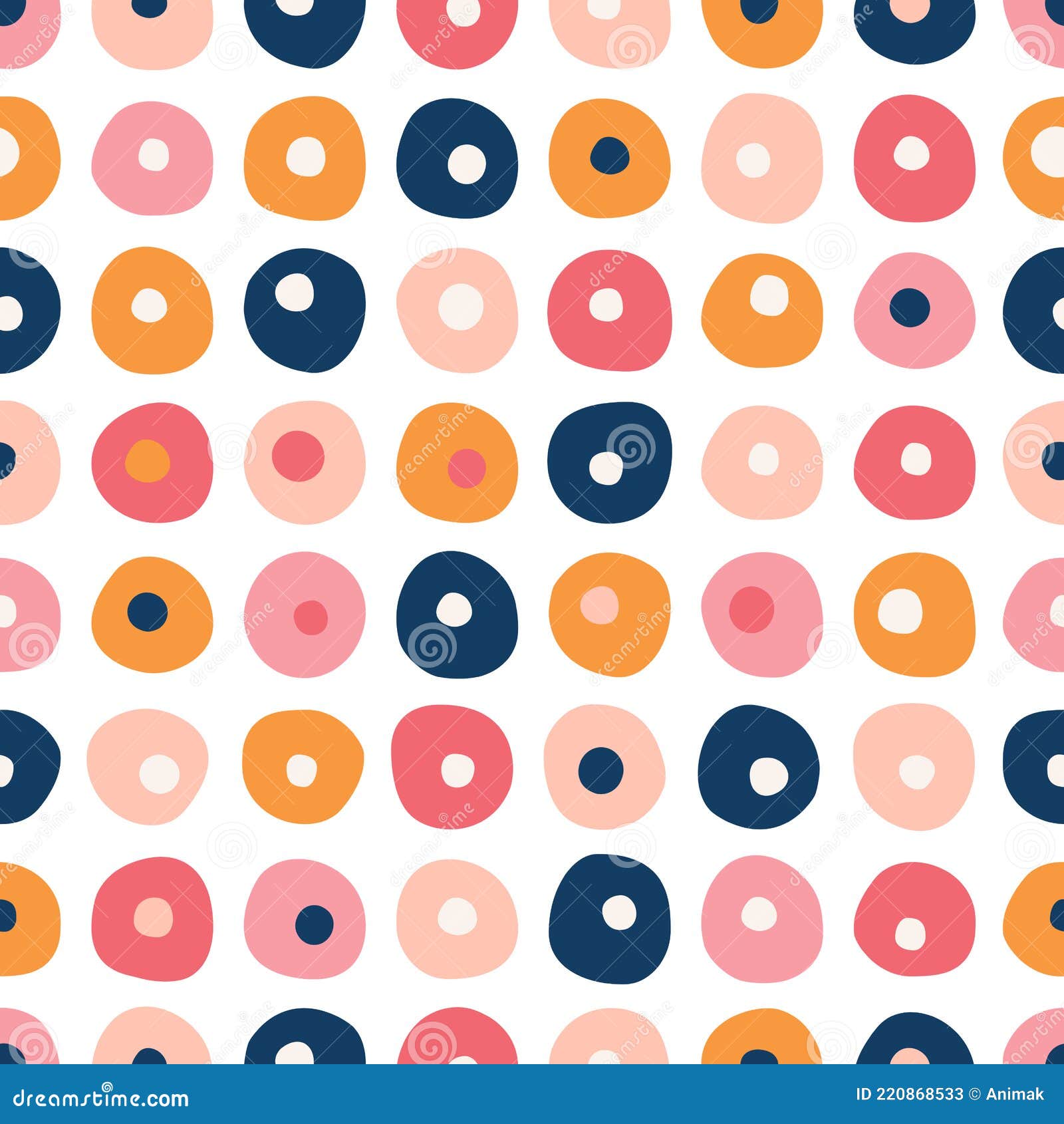 Seamless Repeat Pattern of Color Circles, Dots. Vector Stock Vector ...