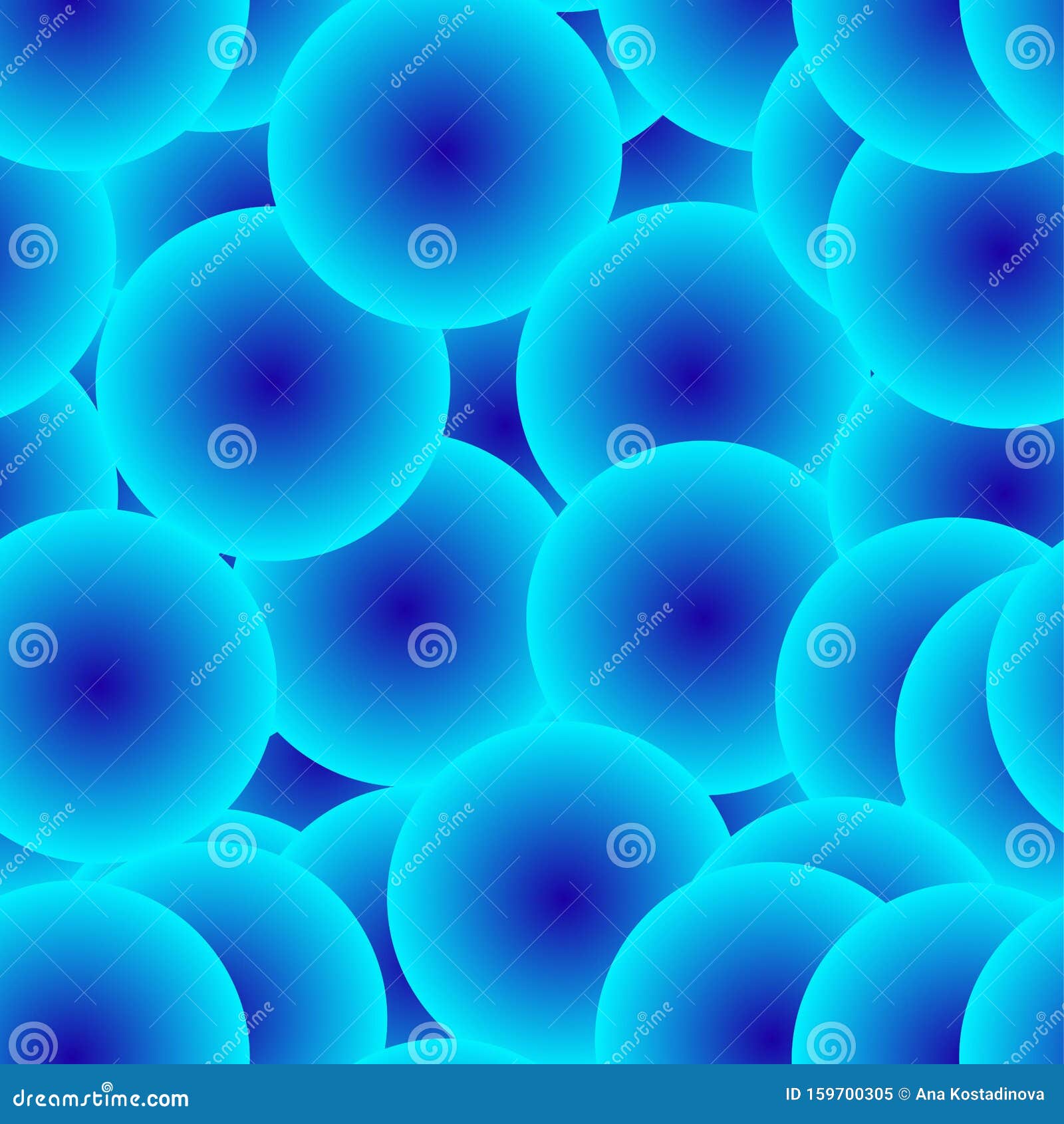 Seamless Repeat Pattern of 3d Neon Blue Bubbles Stock Vector ...