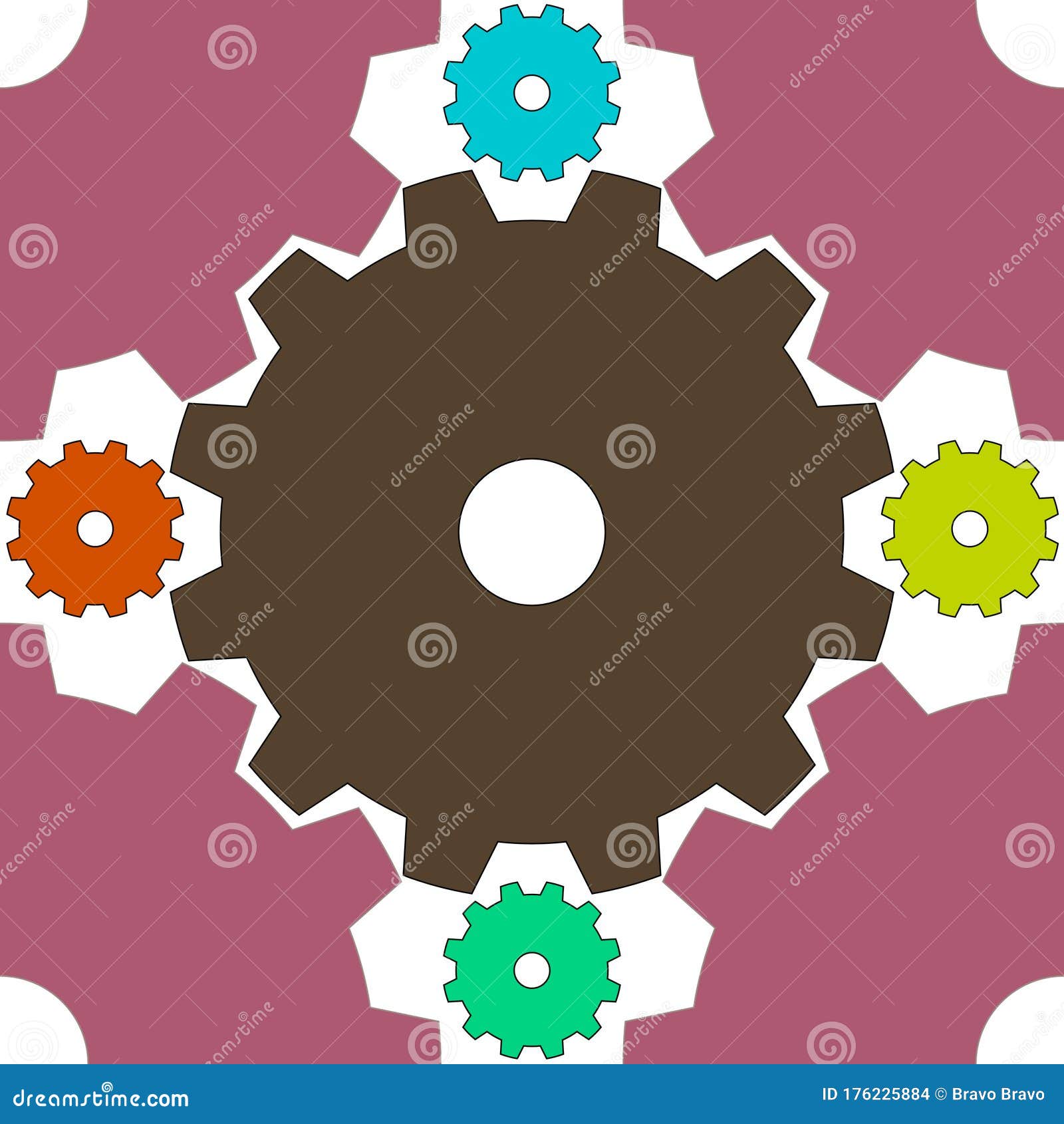 Seamless Repeat Pattern Gear Abstract in White Background Illustration ...