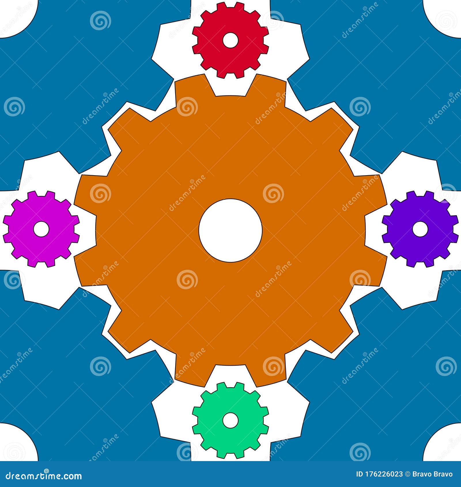 Seamless Repeat Pattern Gear Abstract in White Background Illustration ...
