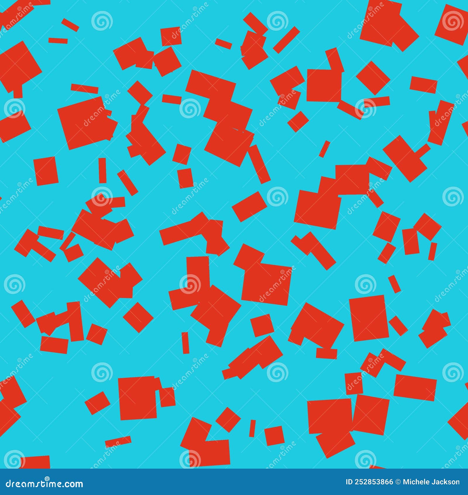 Seamless Repeat Pattern Red Shapes on Blue Background Stock ...