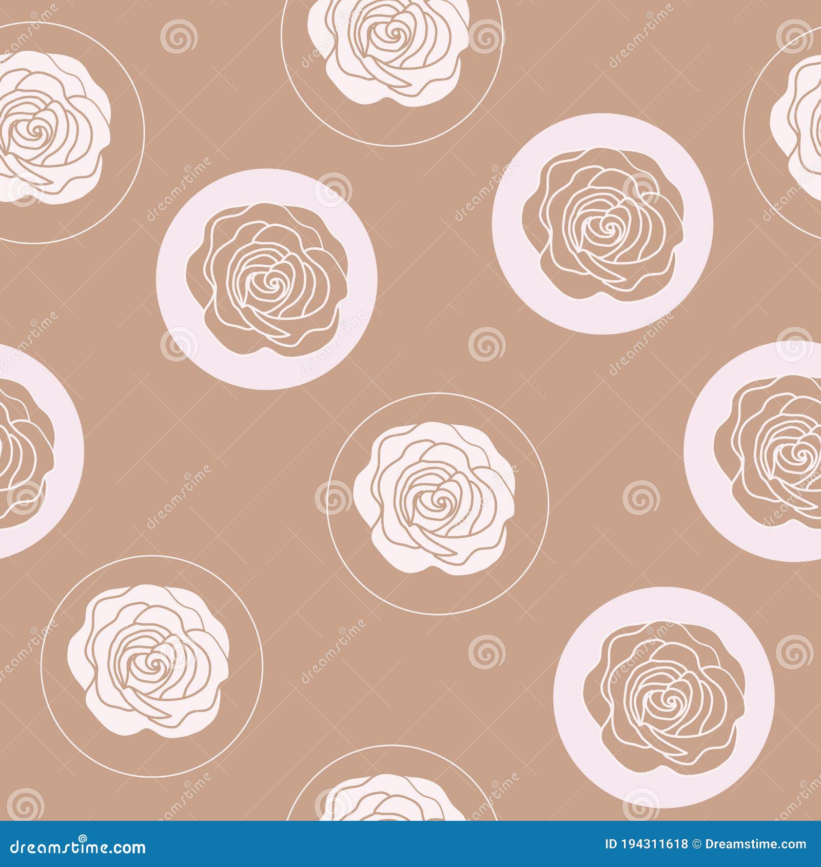 Seamless Repeat Pattern with Roses in Circles. Stock Vector ...
