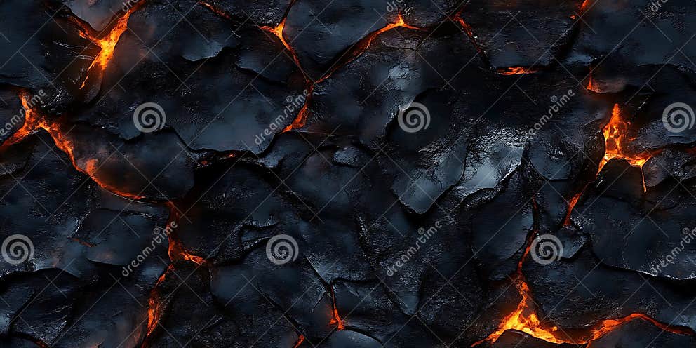 Seamless Repeat Pattern Showcasing a Textured Surface with Glowing Lava ...