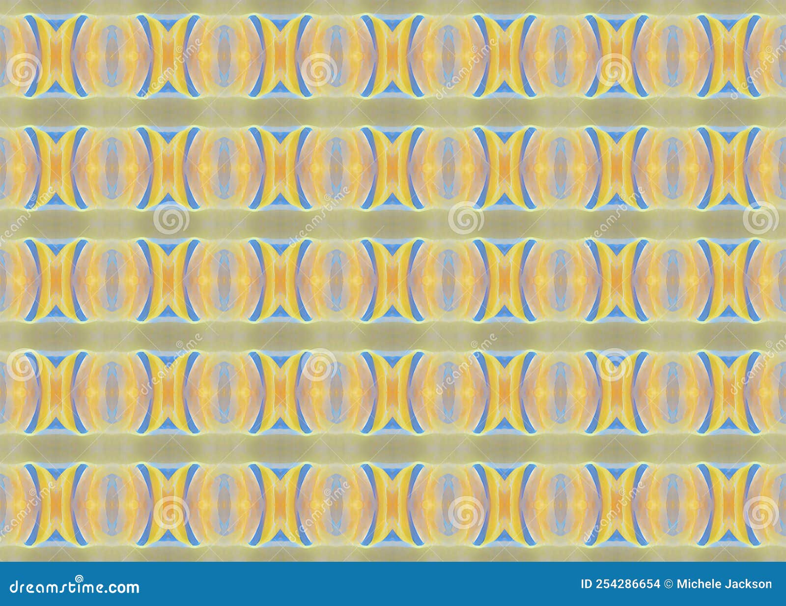 Yellow and Blue Rows of Shapes Seamless Repeat Pattern Illustration ...