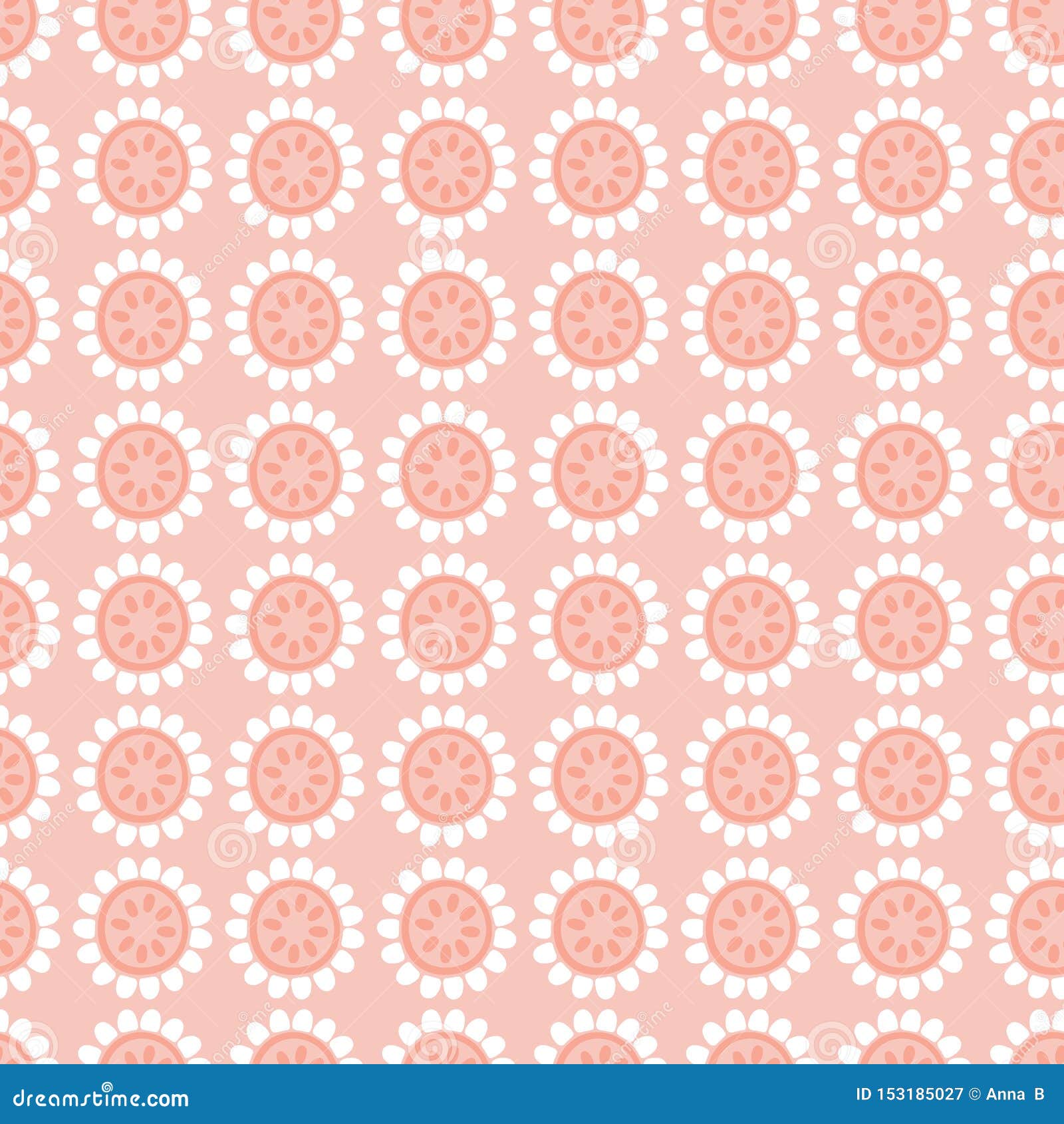 Seamless Repeat Pattern of Stylized Pink and White Flowers in a ...