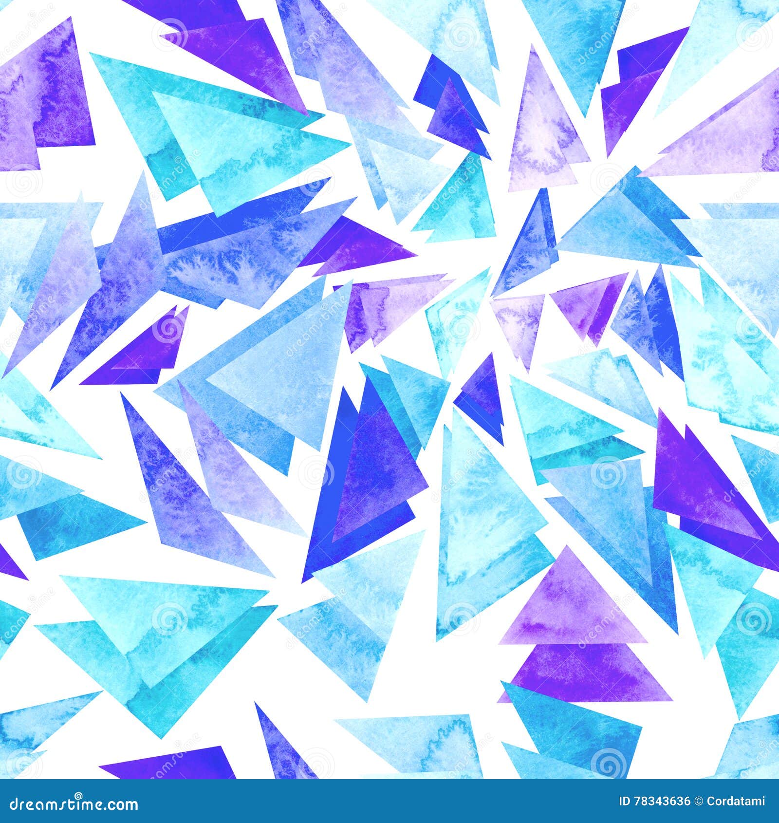 Seamless Repeat Pattern with Watercolor Blue Triangles Stock ...