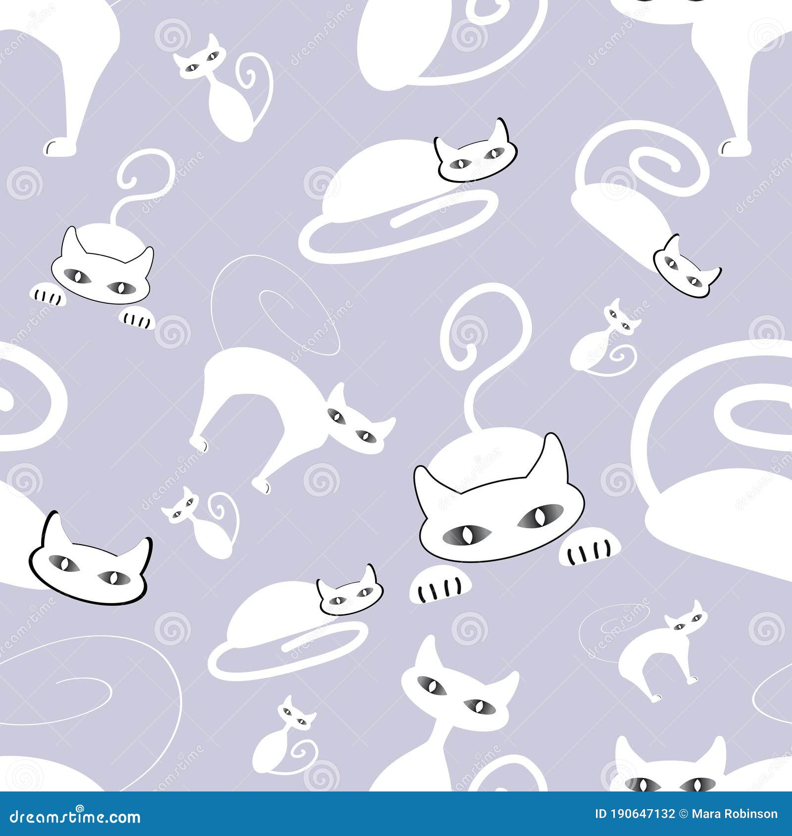 Seamless Repeat Pattern with White Cat Stock Vector - Illustration of ...