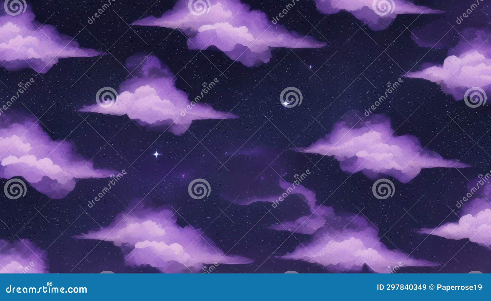 A Seamless Repeat Vector Pattern Design Featuring a Cloudy Purple Night ...