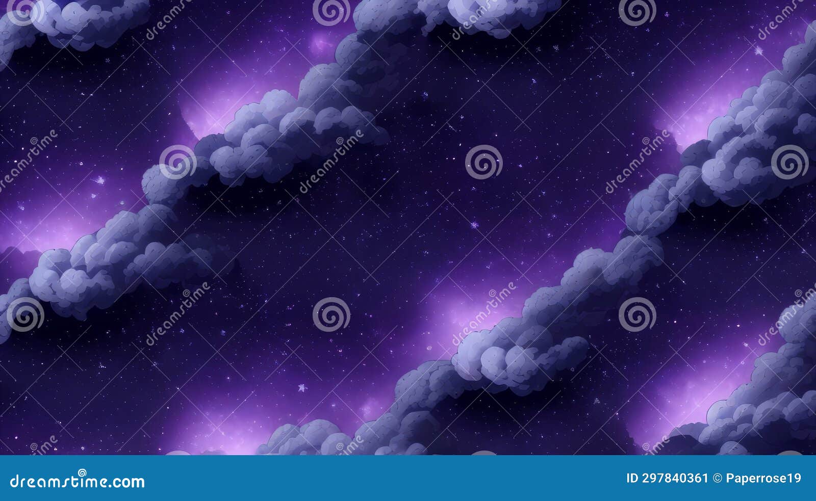 A Seamless Repeat Vector Pattern Design Featuring a Cloudy Purple Night ...