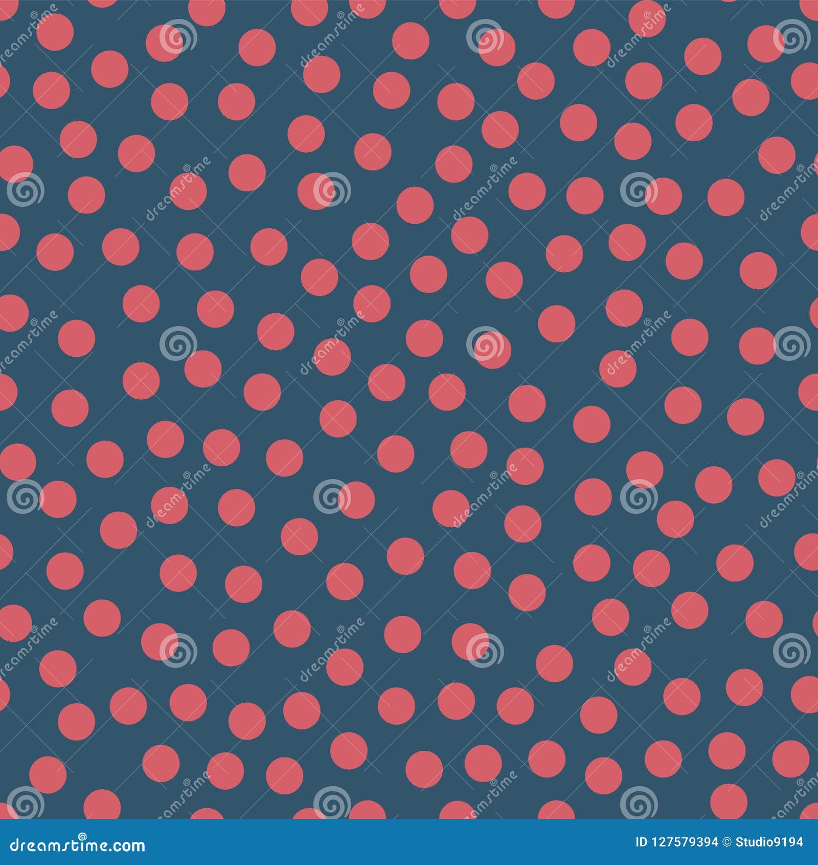 Seamless Repeat Vector Pink Dots On Blue Background. Randomly Pl Stock ...