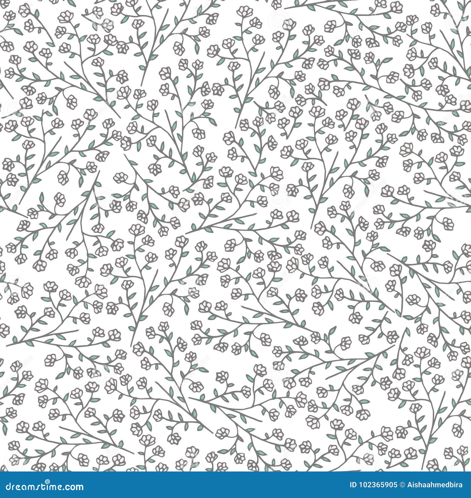 Elegant Floral Branches Pattern Stock Illustration - Illustration of ...