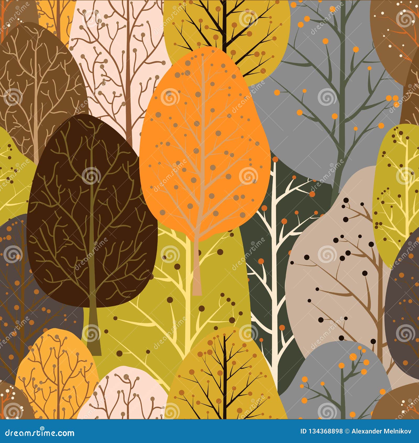 Seamless Repeating Abstract Background of Abstract Trees Stock Vector ...