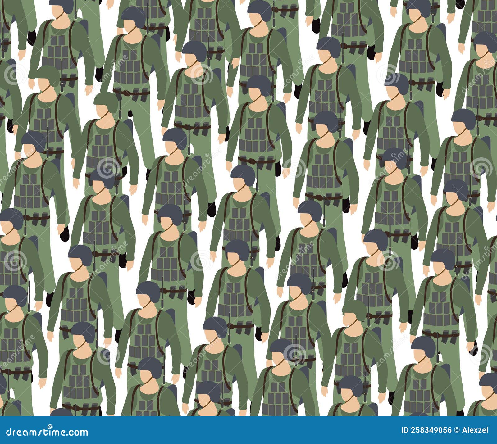 Seamless Repeating of Army Armed Troop Soldiers Isometric Armed 3D ...