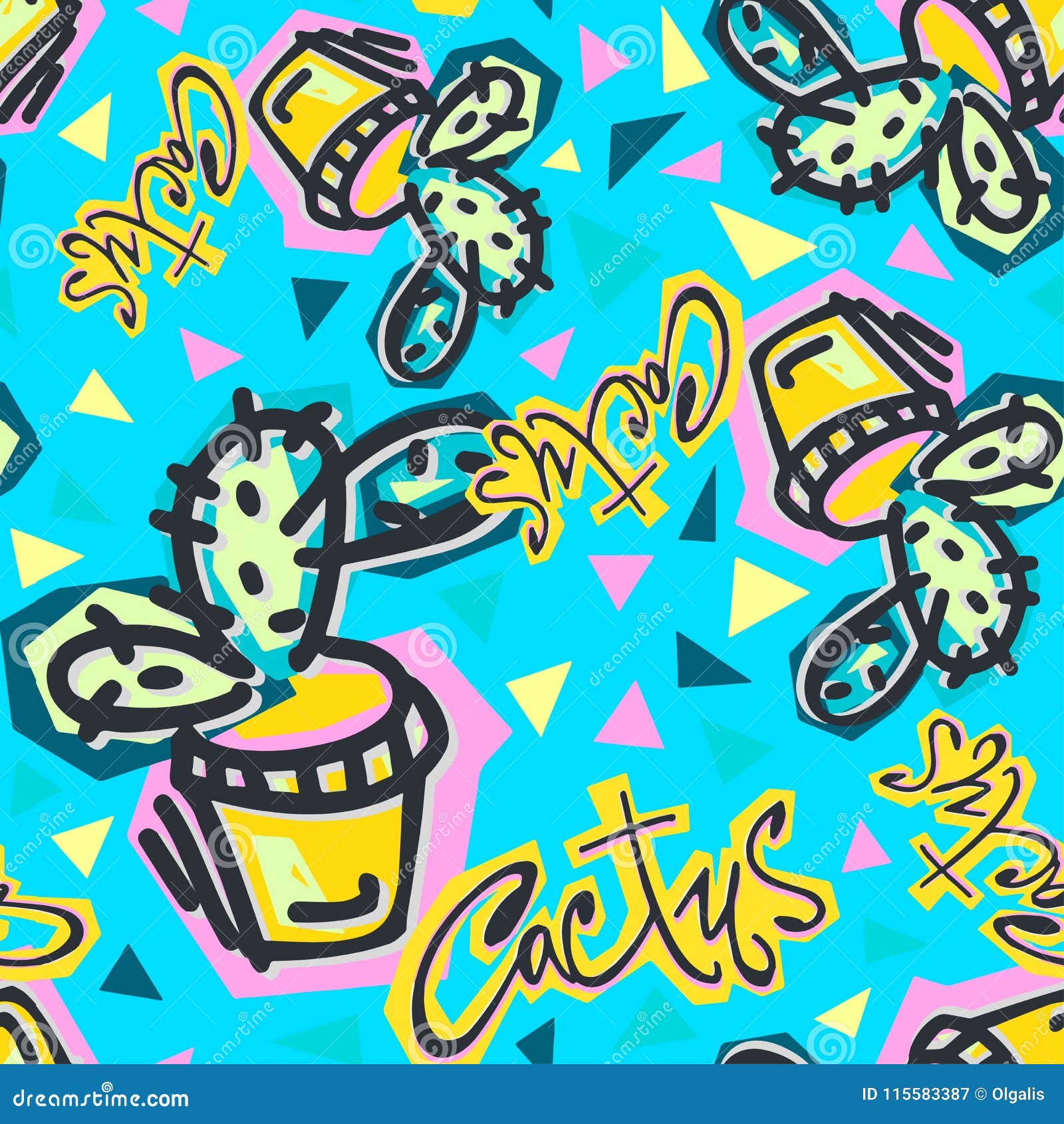 Seamless Repeating Cactus Textile Stock Illustration - Illustration of ...