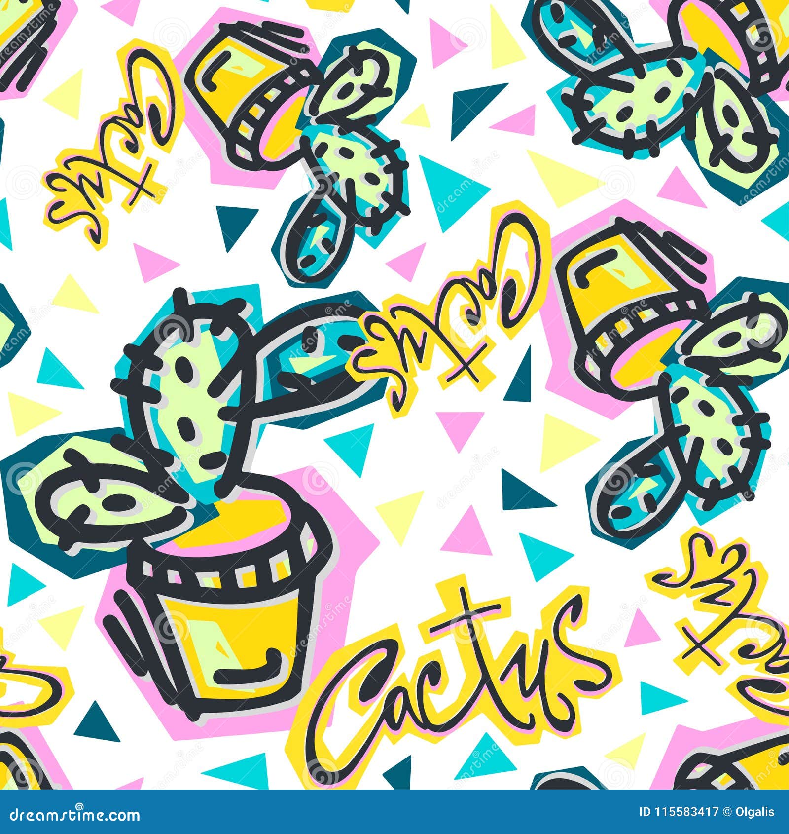 Seamless Repeating Cactus Textile Stock Illustration - Illustration of ...