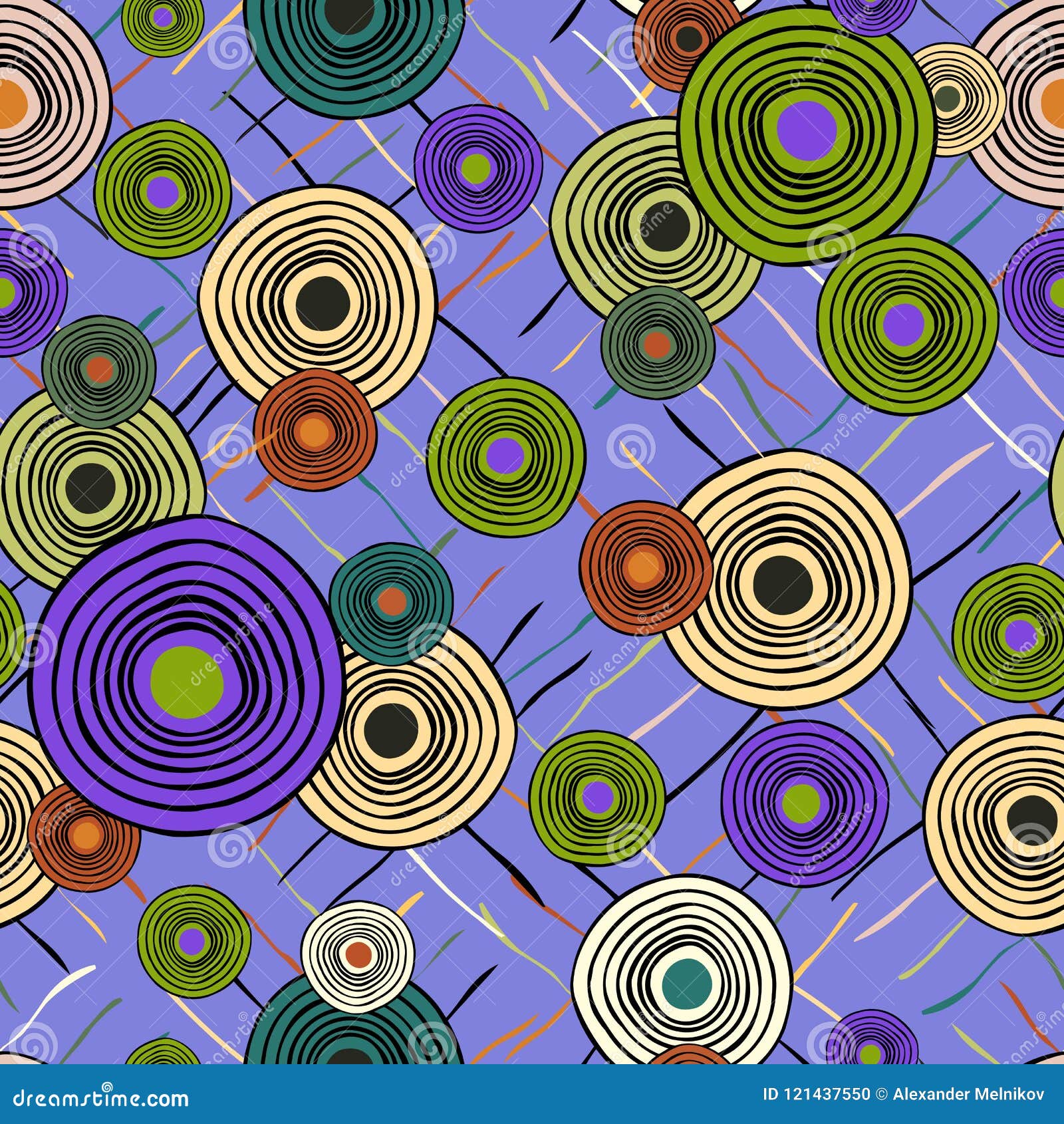 Seamless Repeating Ethnic Pattern from Circles and Lines Stock Vector ...