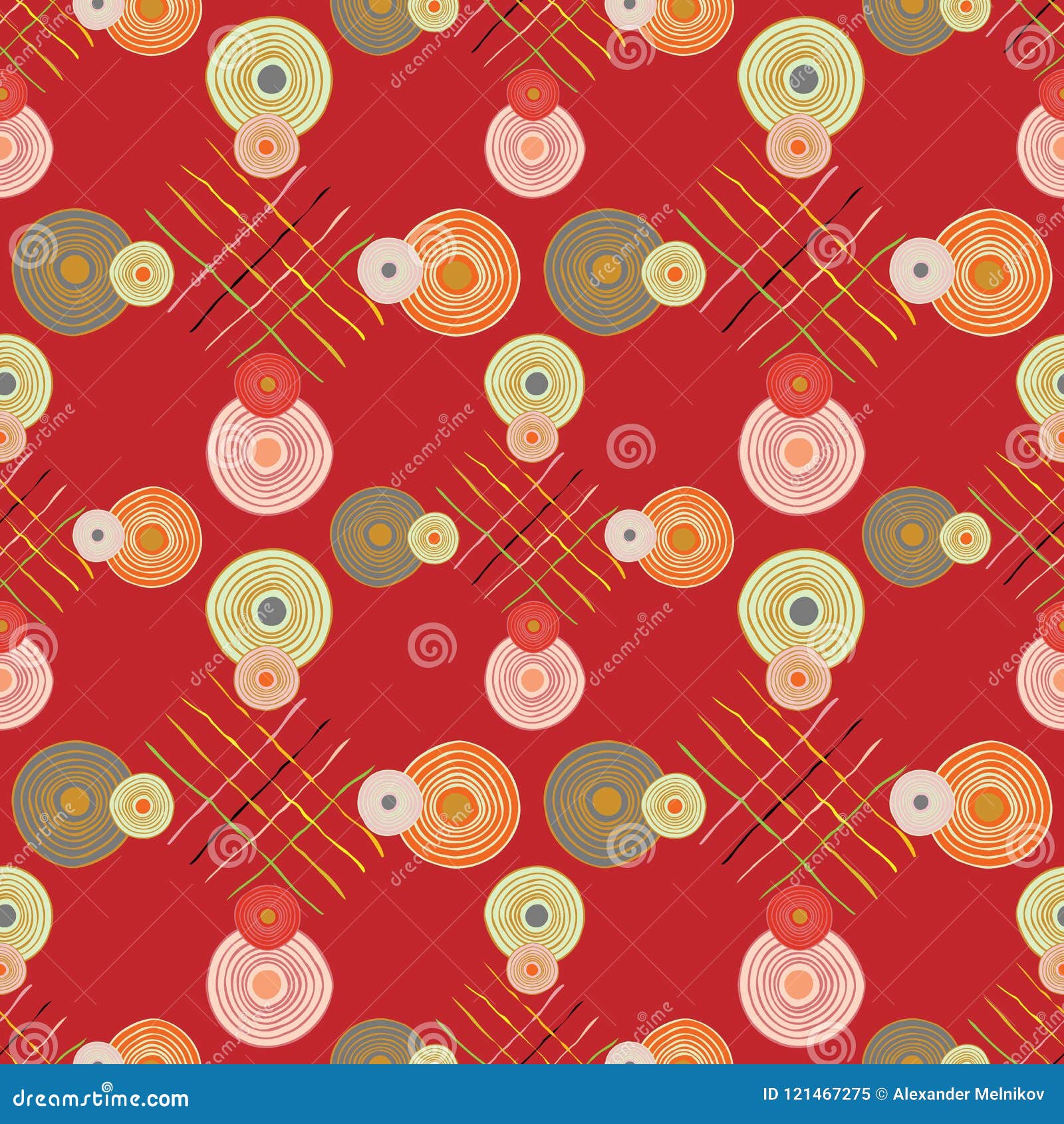 Seamless Repeating Ethnic Pattern from Circles and Lines Stock Vector ...