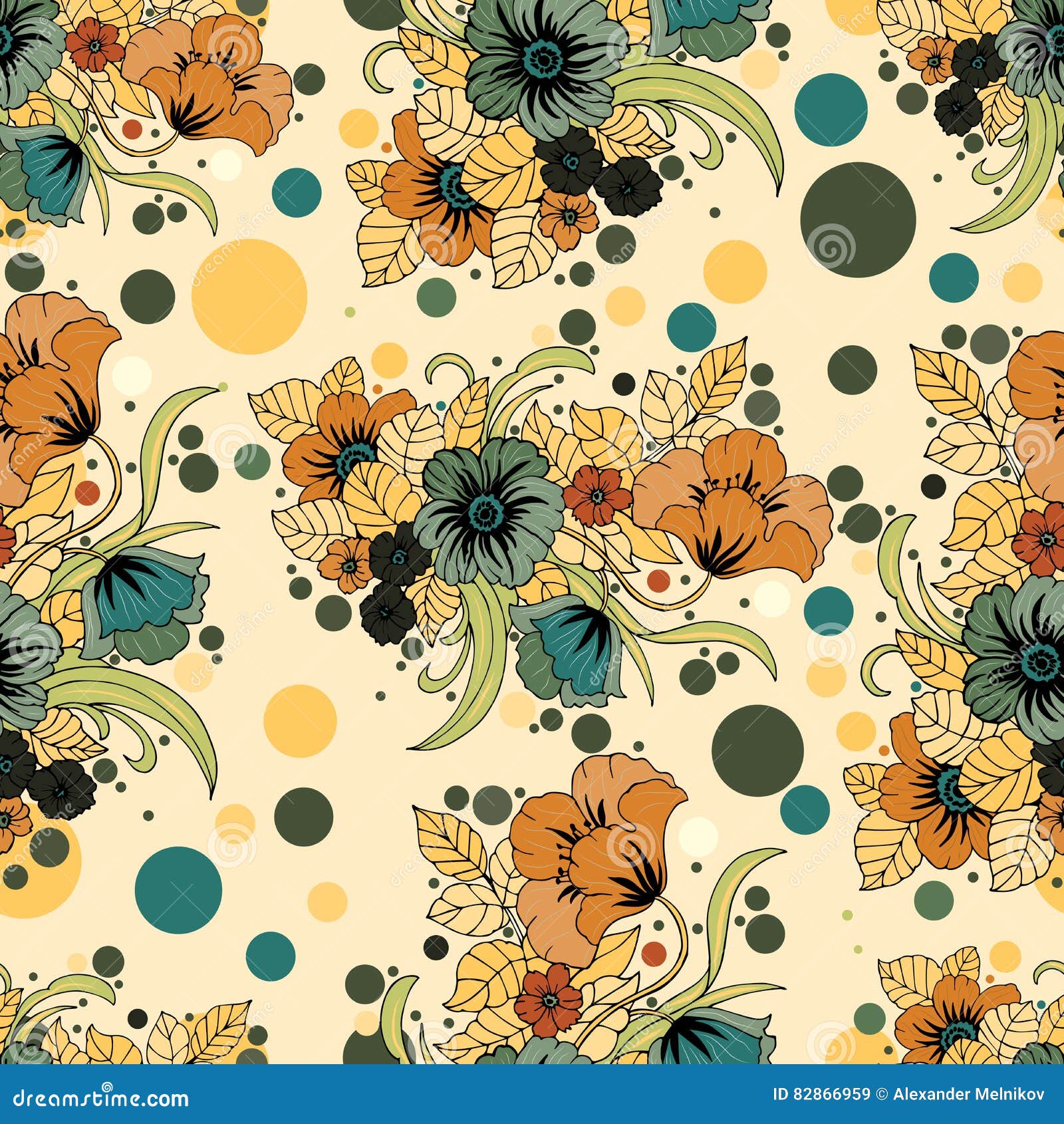 Seamless Repeating Floral Pattern Stock Vector - Illustration of floral ...