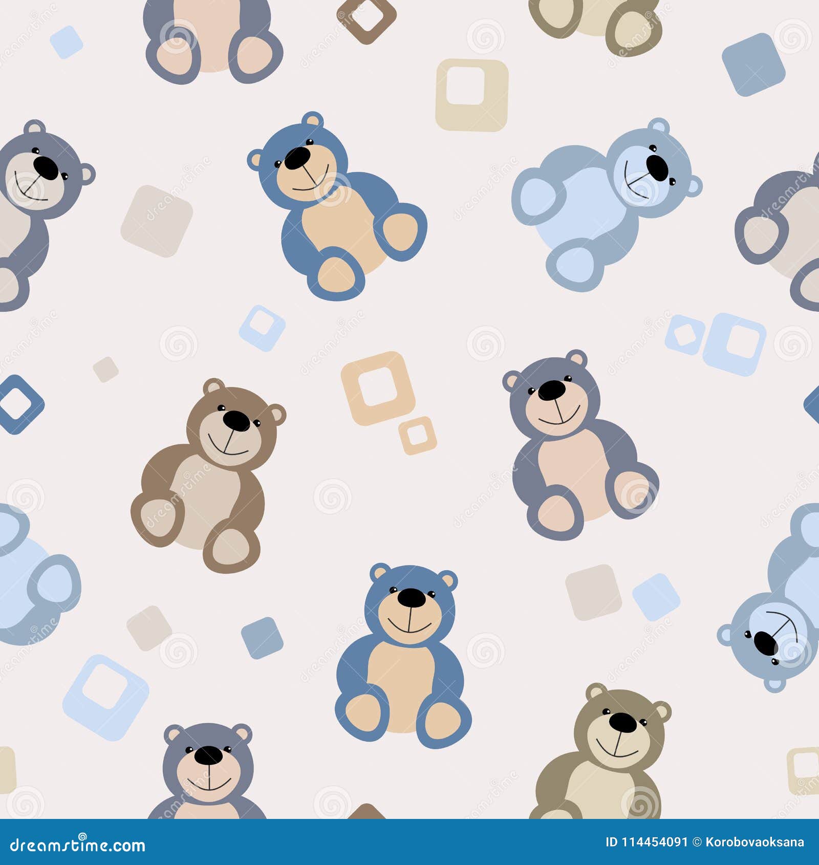 Seamless Repeating Illustration Baby Pattern Car and Teddy Bearvector ...