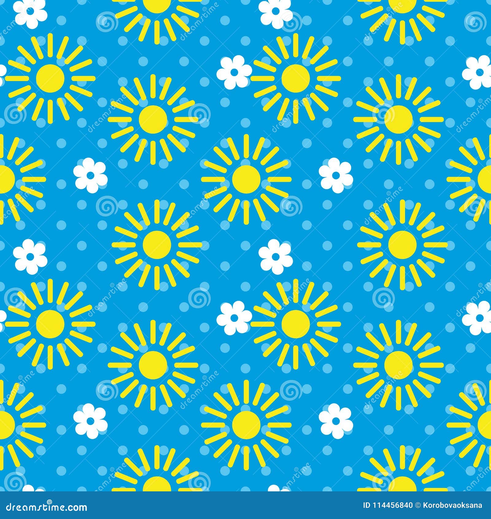 Seamless Repeating Illustration Children`s Pattern Sun and Flowers ...