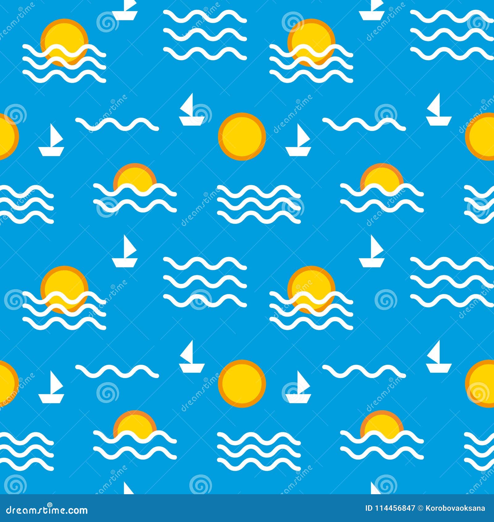 Seamless Repeating Illustration Children`s Pattern Sun and Sea Stock ...