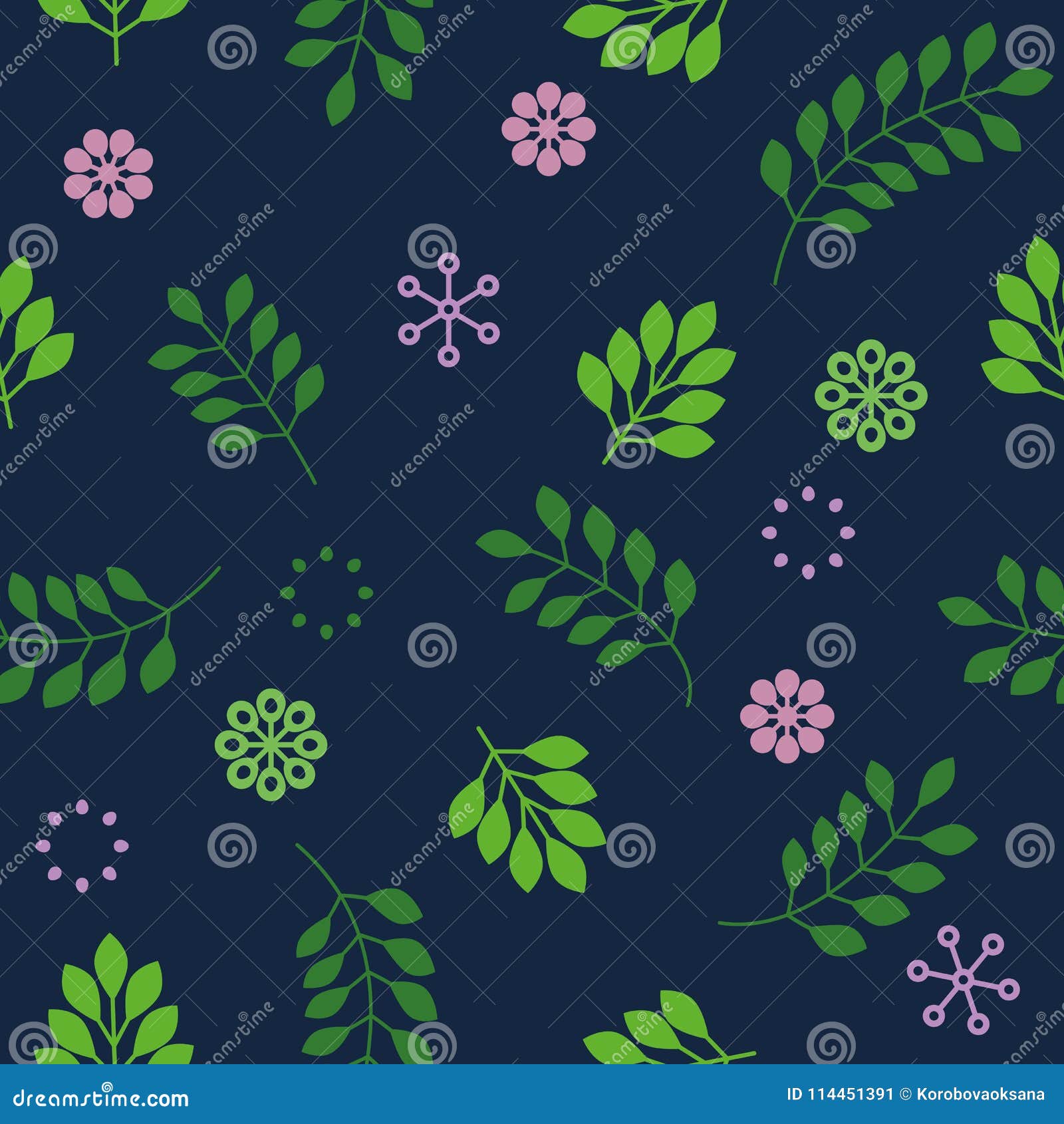 Seamless Repeating Illustration Floral Pattern Leaves Flowers Stock ...