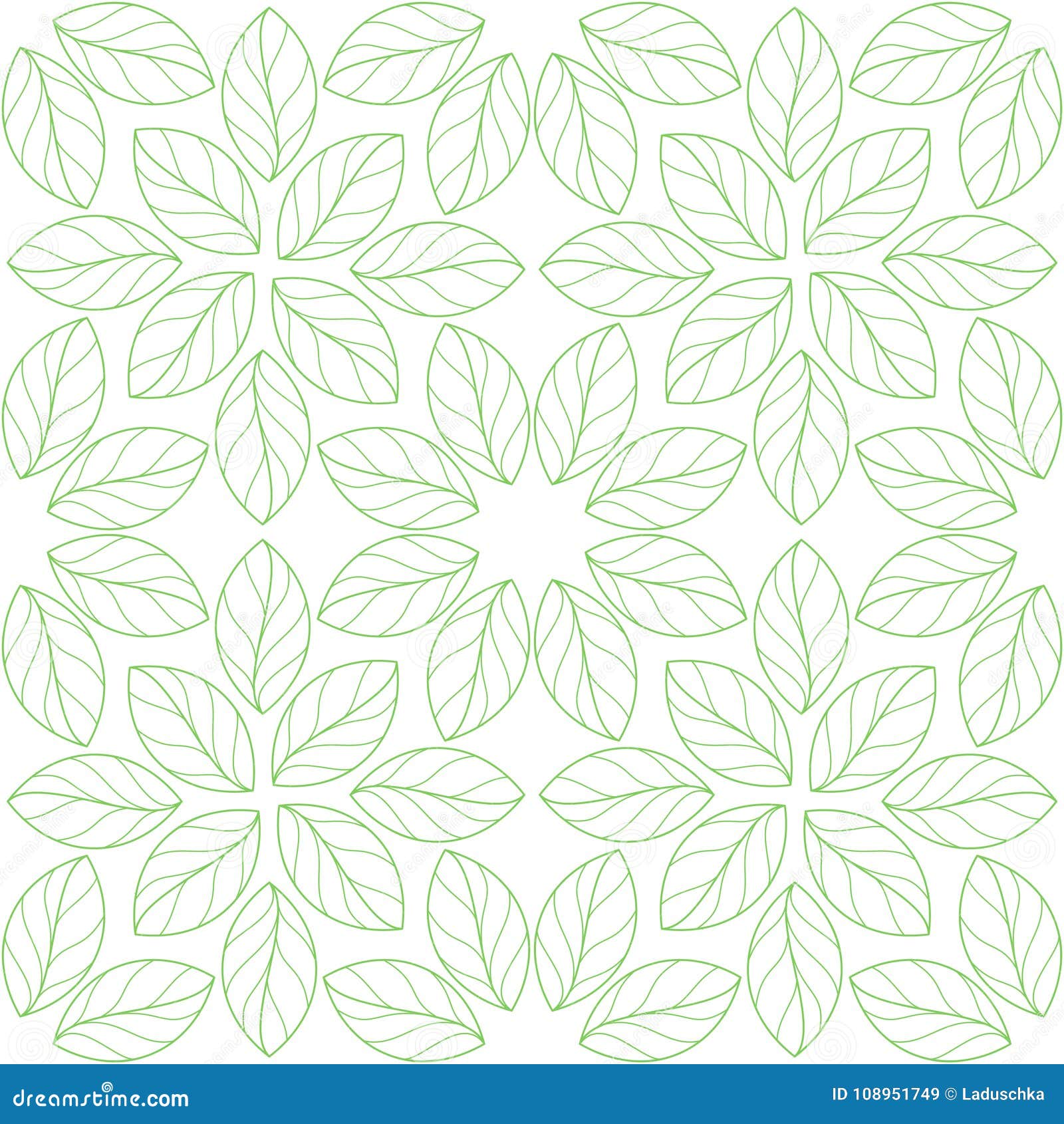 Seamless Linear Leaves Pattern Stock Vector - Illustration of botanical ...