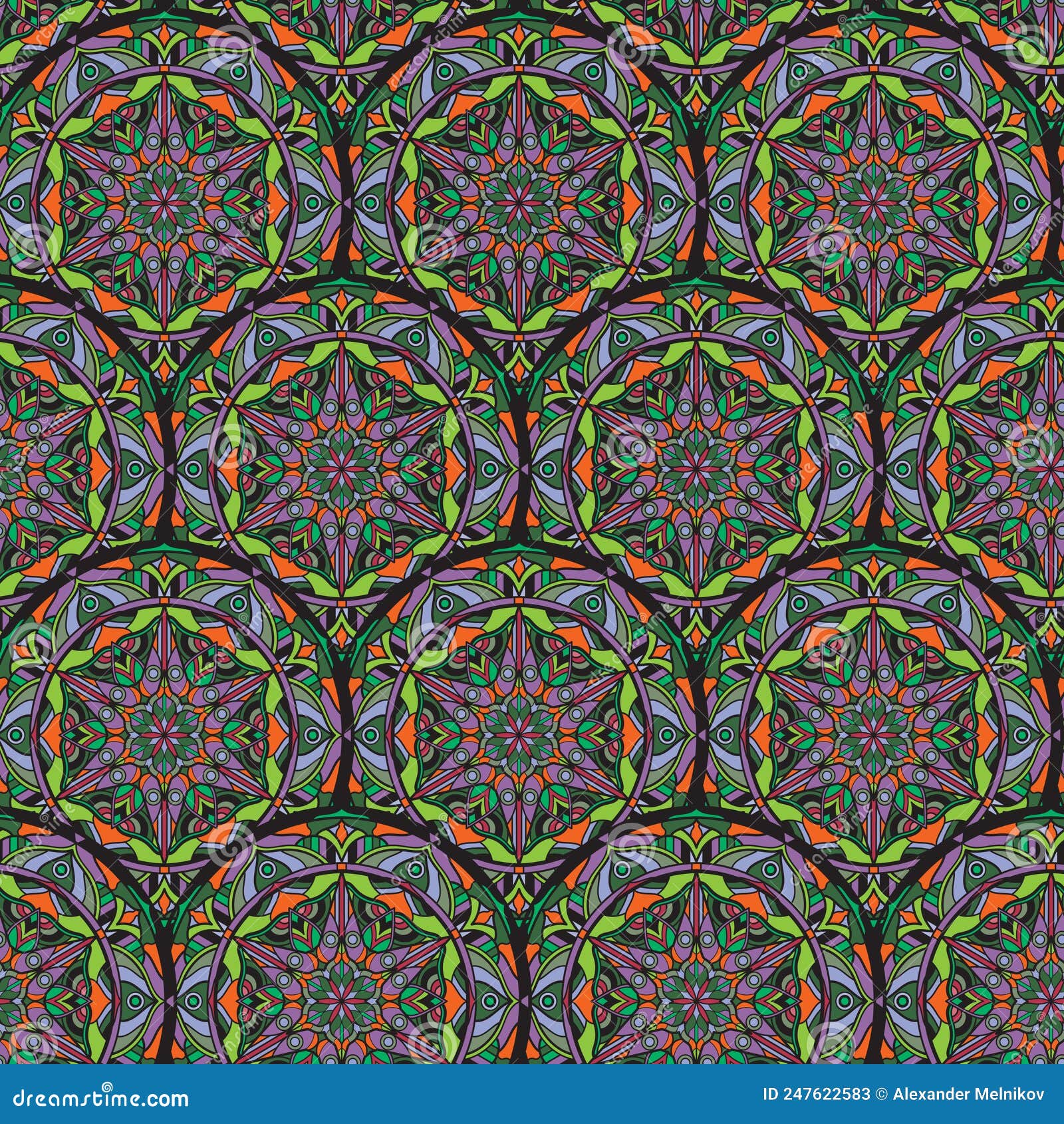 Seamless Repeating Oriental Pattern. Mandala Illustration Stock Vector ...