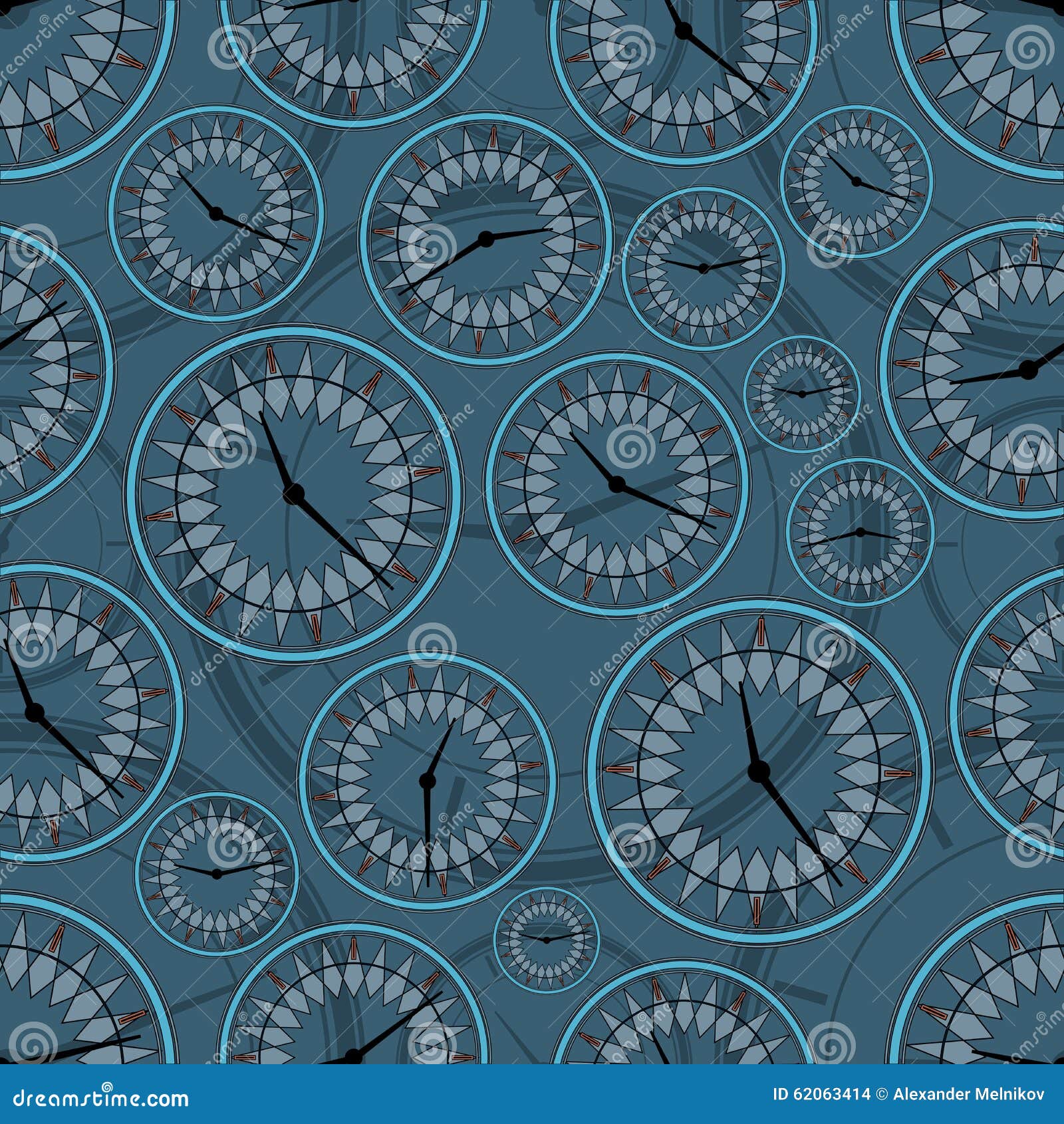 Seamless Repeating Pattern of Abstract Clock. Vector Stock Vector ...