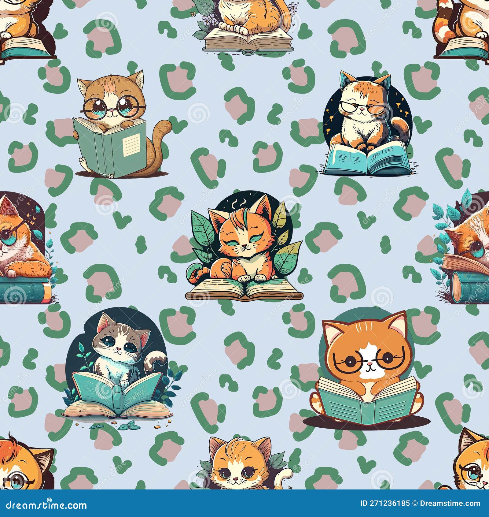 Seamless Repeating Pattern with Adorable Cute Cats Stock Illustration ...