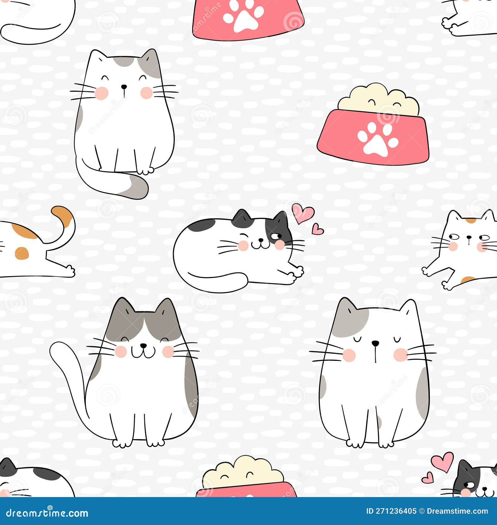 Seamless Repeating Pattern with Adorable Cute Cats Stock Illustration ...