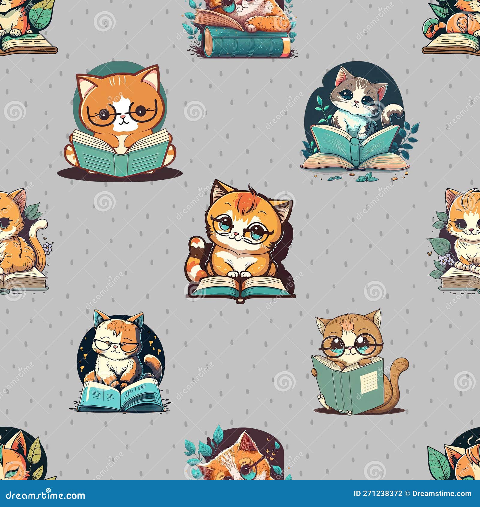 Seamless Repeating Pattern with Adorable Cute Cats Stock Illustration ...