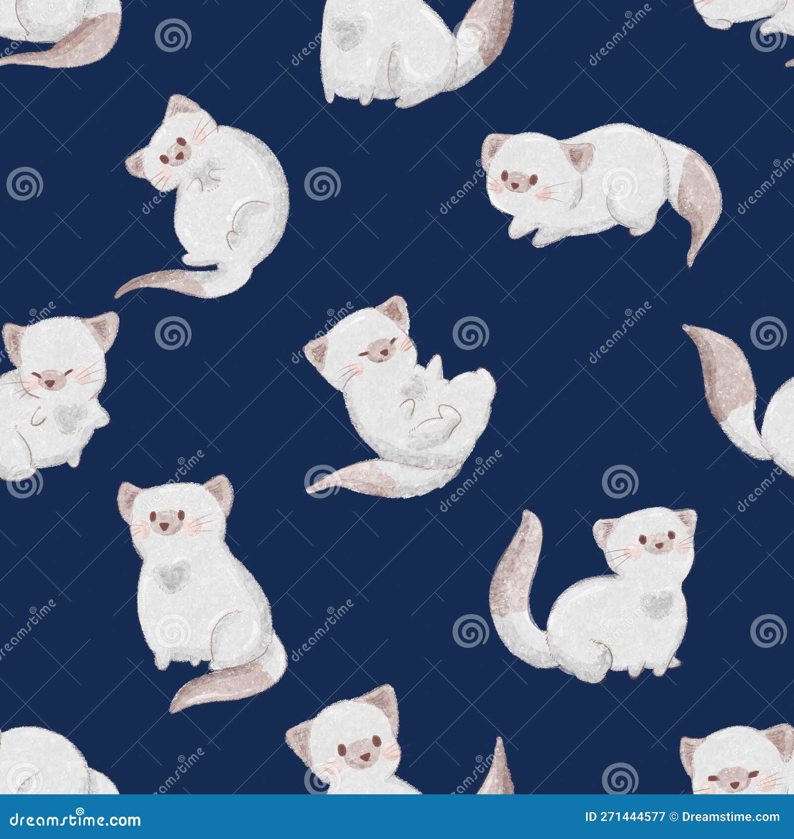 Seamless Repeating Pattern with Adorable Cute Cats Stock Illustration ...