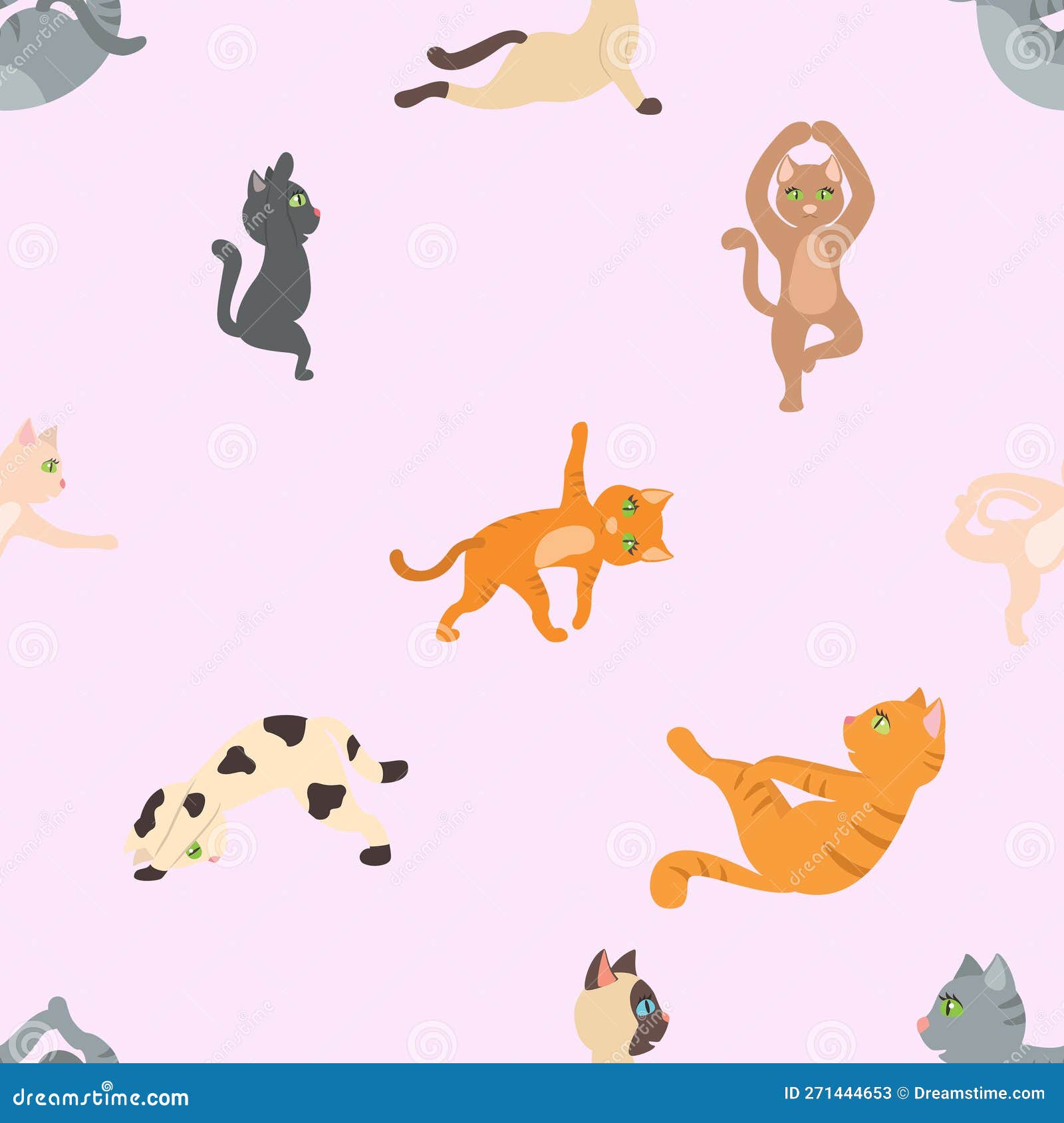 Seamless Repeating Pattern with Adorable Cute Cats Stock Illustration ...