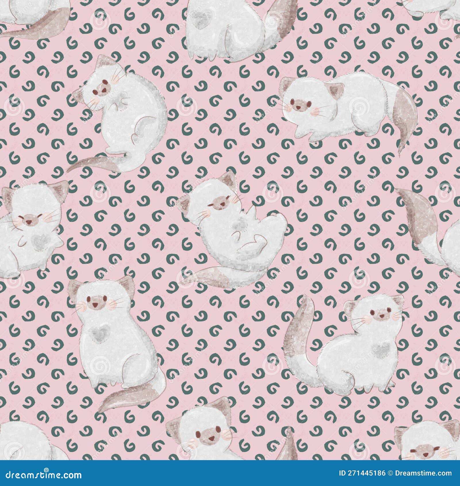 Seamless Repeating Pattern with Adorable Cute Cats Stock Photo - Image ...