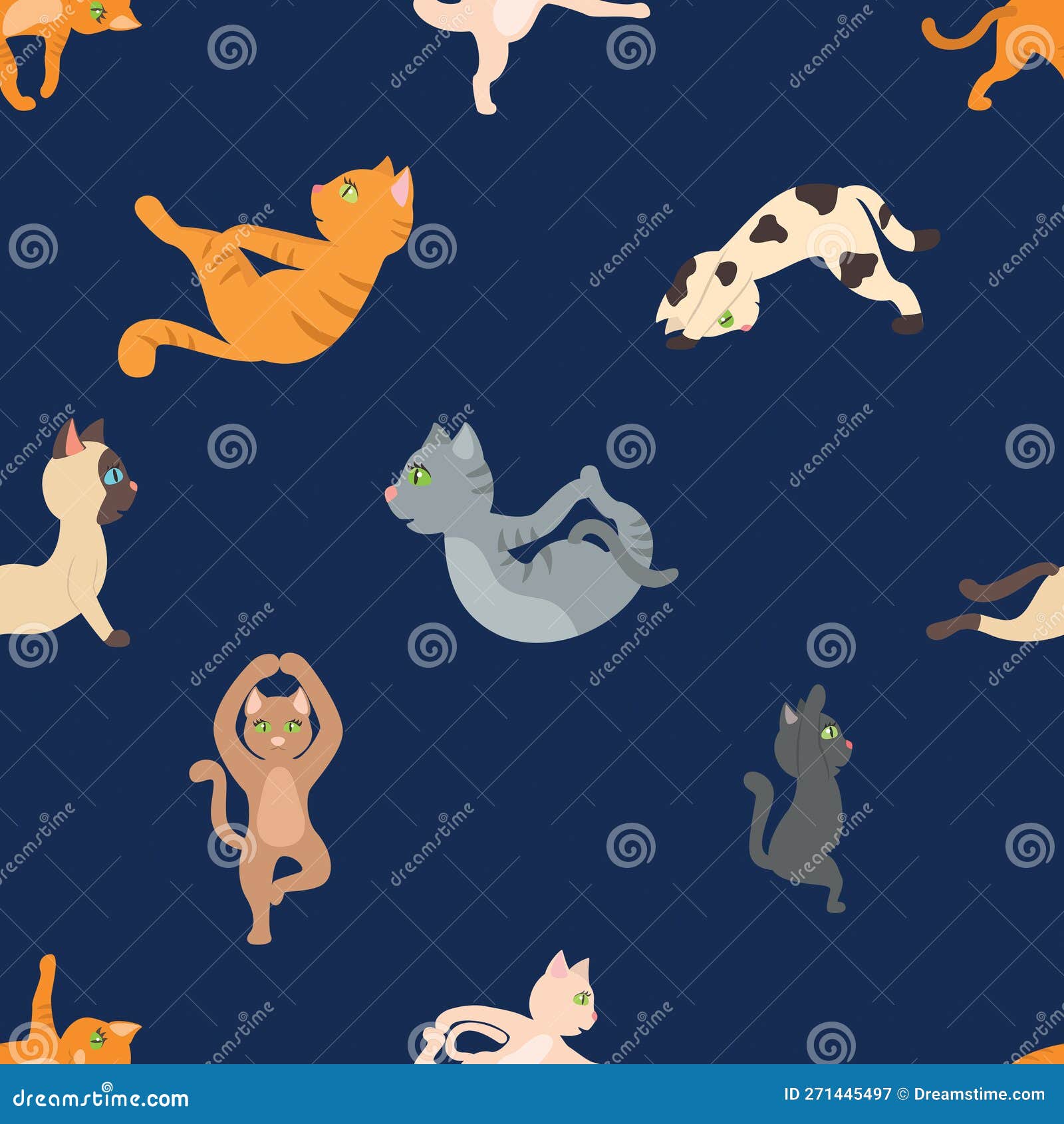 Seamless Repeating Pattern with Adorable Cute Cats Stock Illustration ...