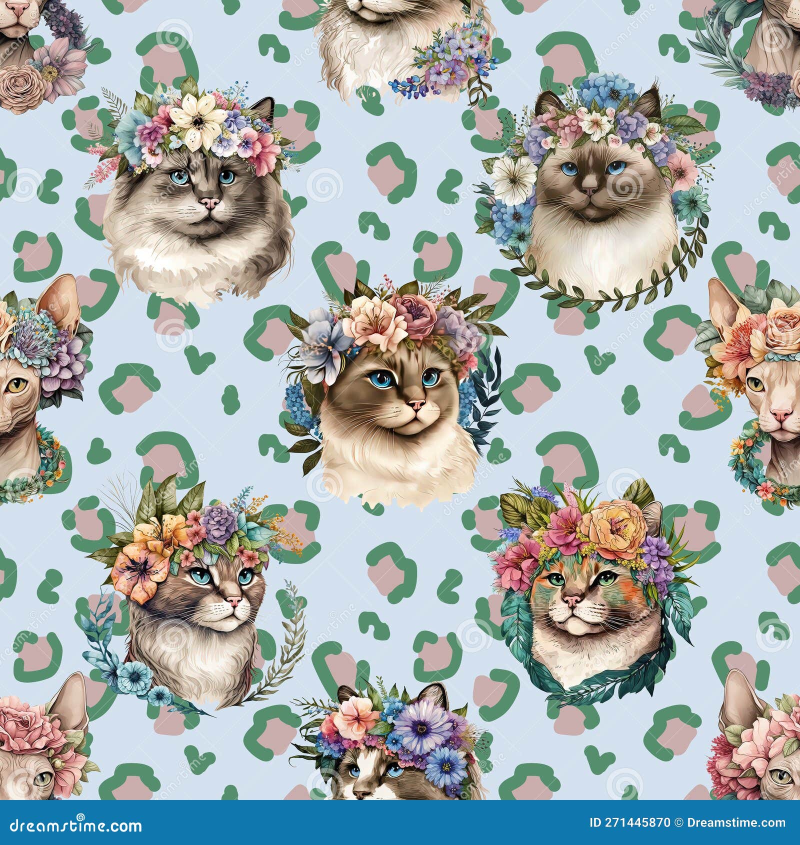 Seamless Repeating Pattern with Adorable Cute Cats Stock Photo - Image ...