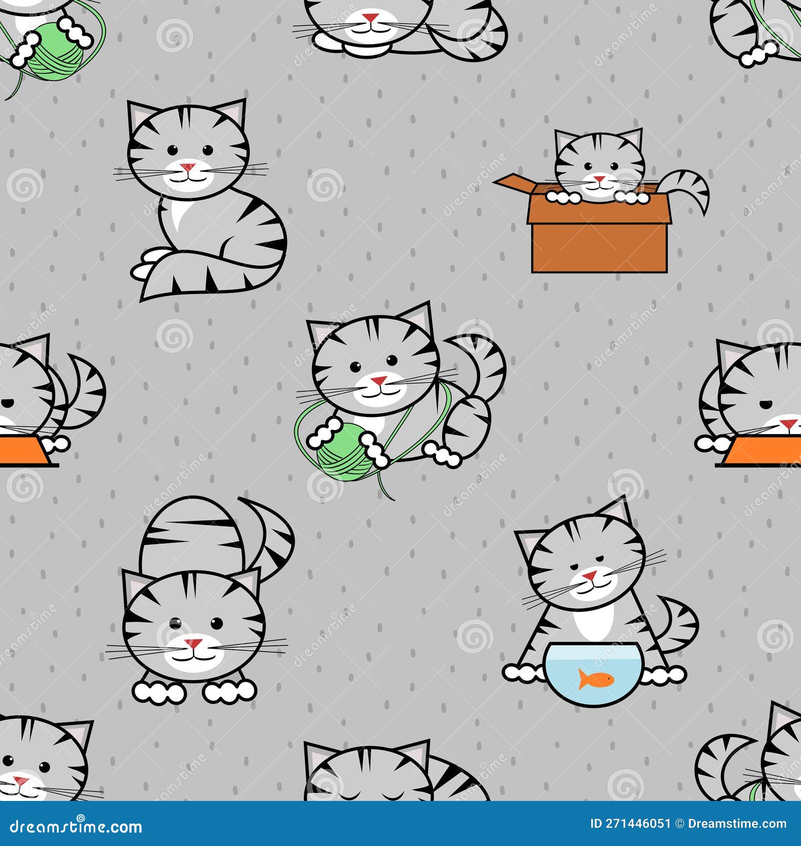 Seamless Repeating Pattern with Adorable Cute Cats Stock Illustration ...