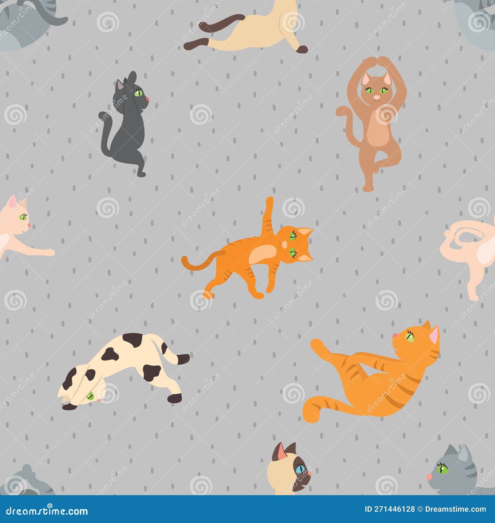 Seamless Repeating Pattern with Adorable Cute Cats Stock Illustration ...