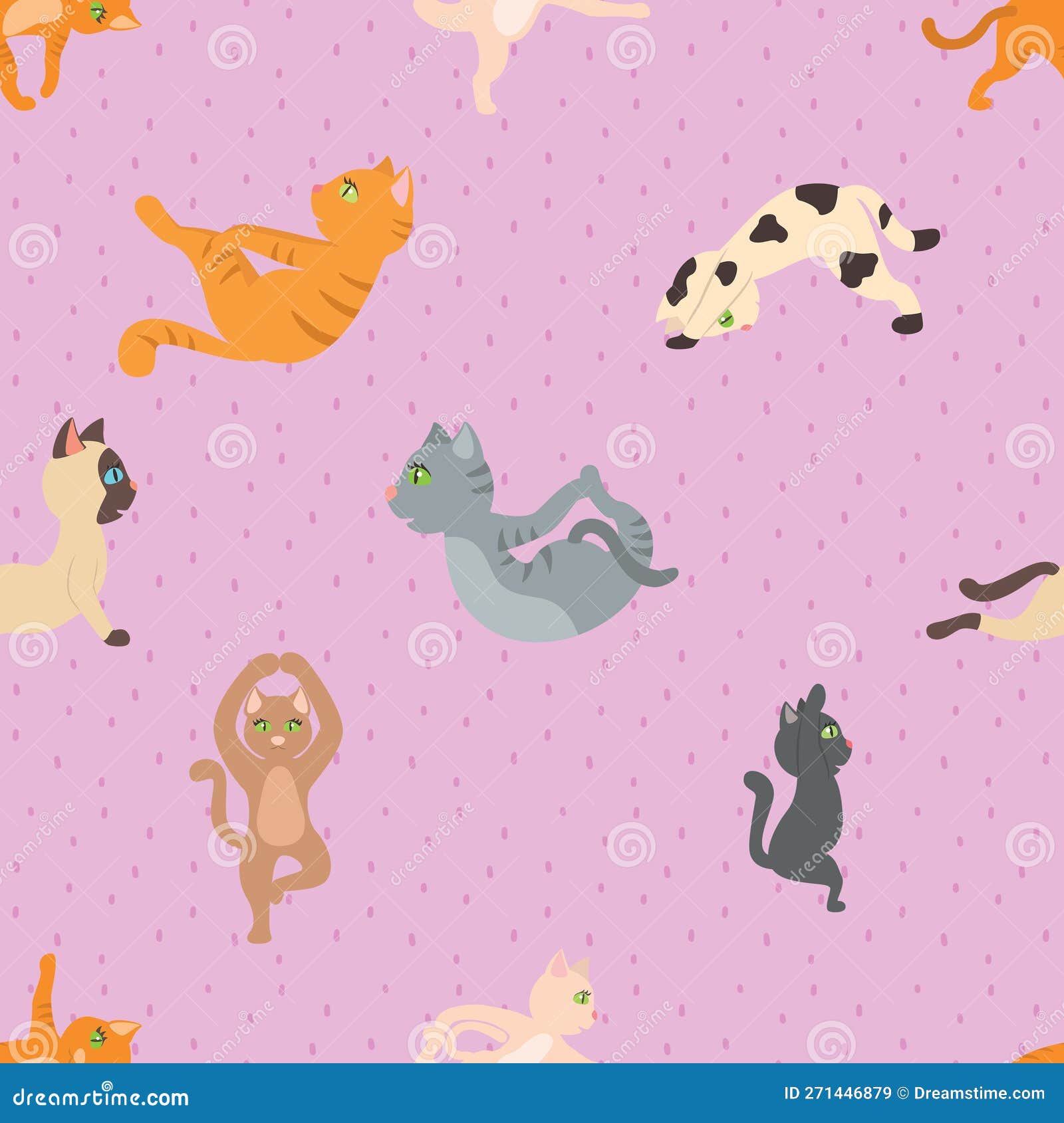 Seamless Repeating Pattern with Adorable Cute Cats Stock Illustration ...