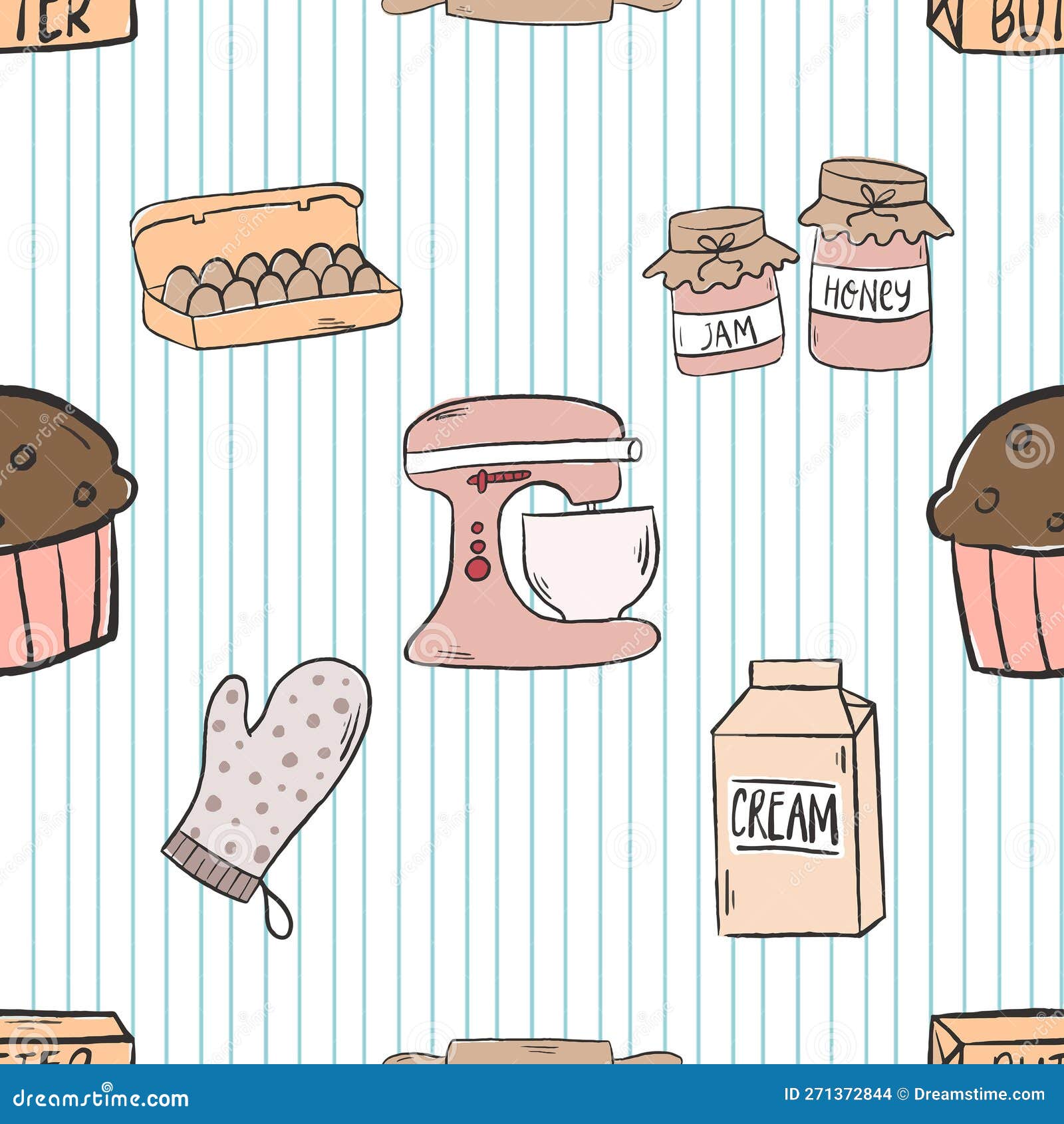 Seamless Repeating Pattern for Baking and Bakery Lovers Stock ...